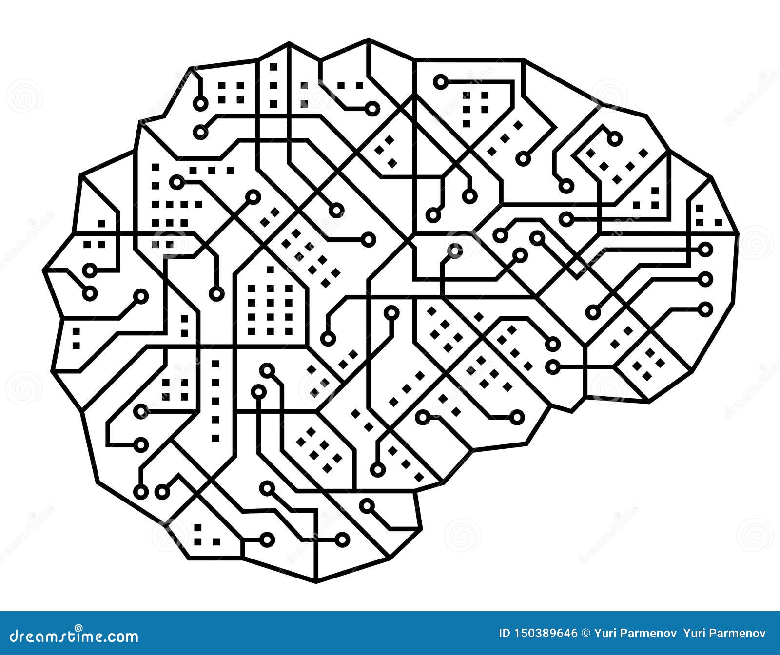 Vector Printed Circuit Board Human Brain. Concept Illustration of Cpu ...