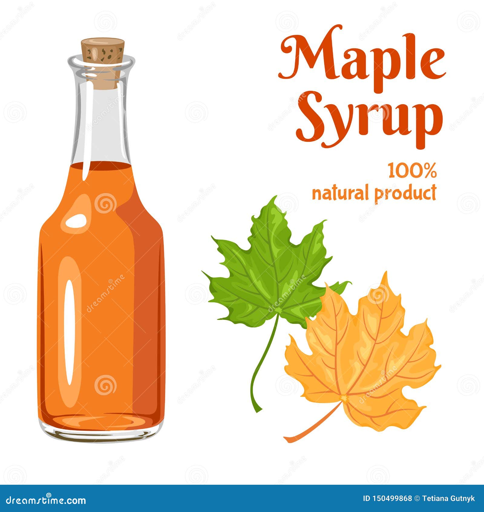 Maple Syrup in Glass Bottle and Maple Leaves Stock Vector ...