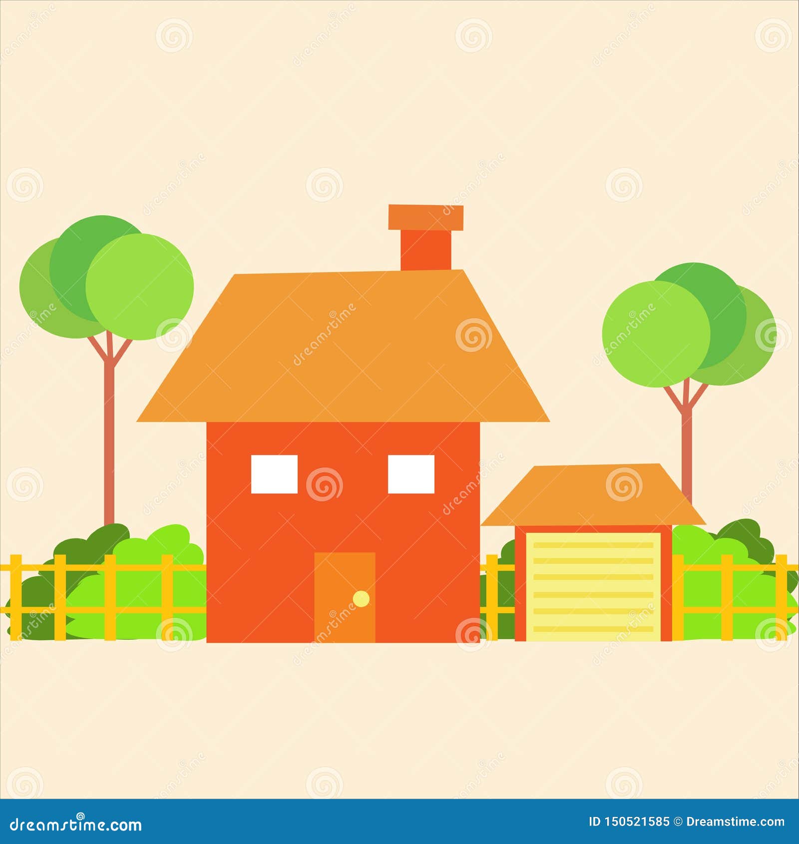 Beautiful Home in a Green Environment. Stock Vector - Illustration of ...