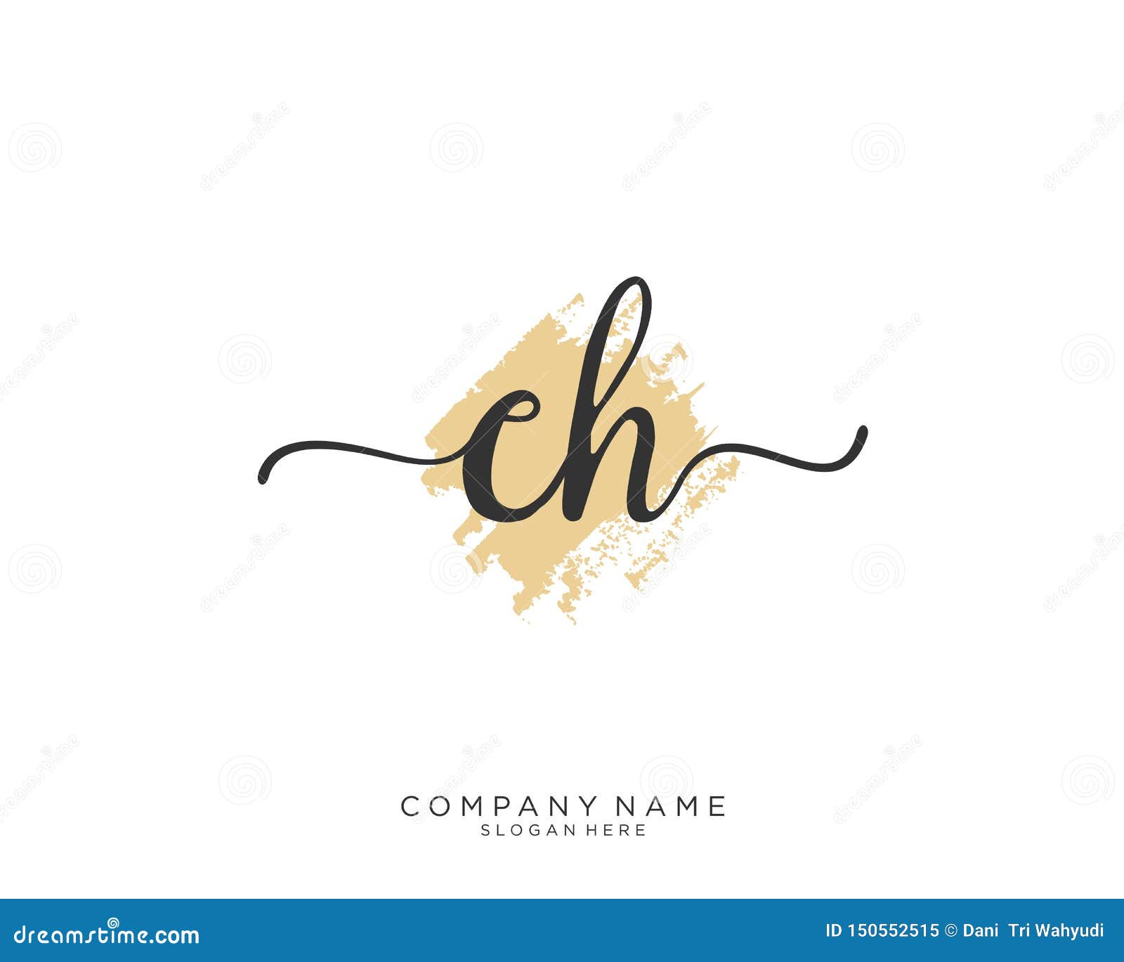 CH Initial Handwriting Logo Concept Stock Illustration - Illustration ...
