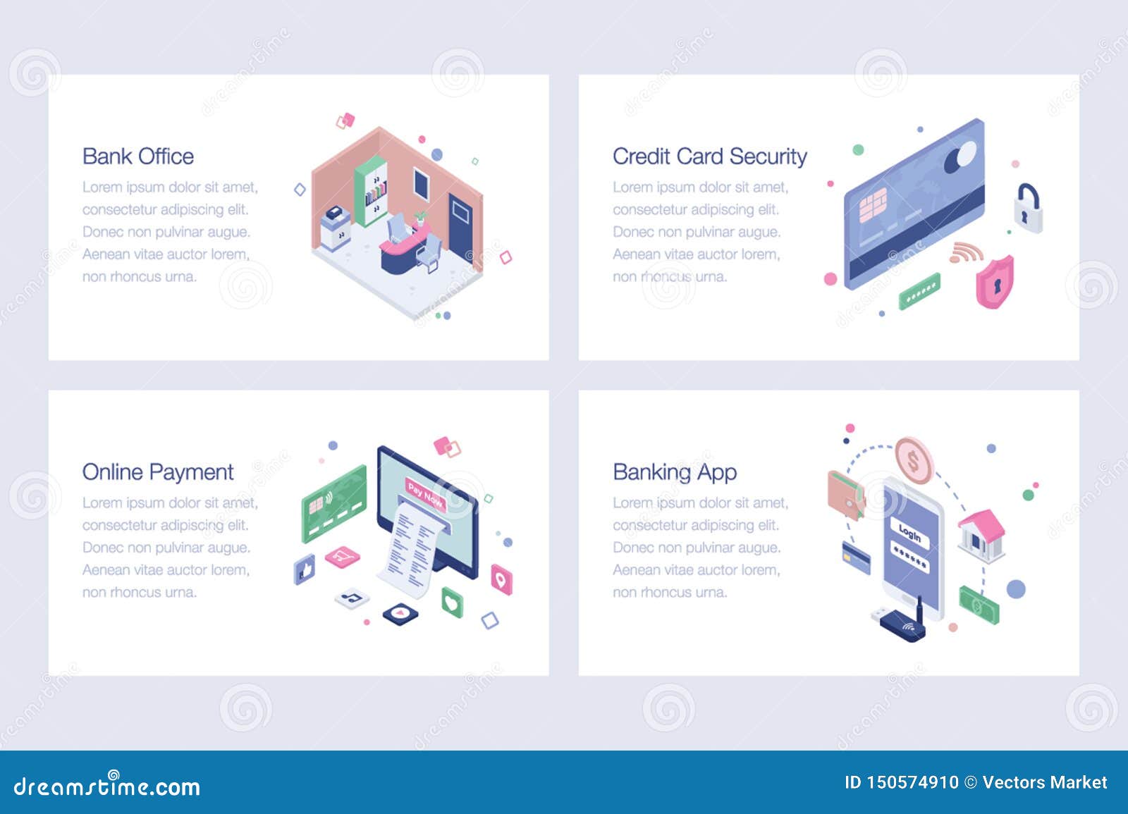 Online Banking Vector Illustrations Pack Stock Vector - Illustration of ...