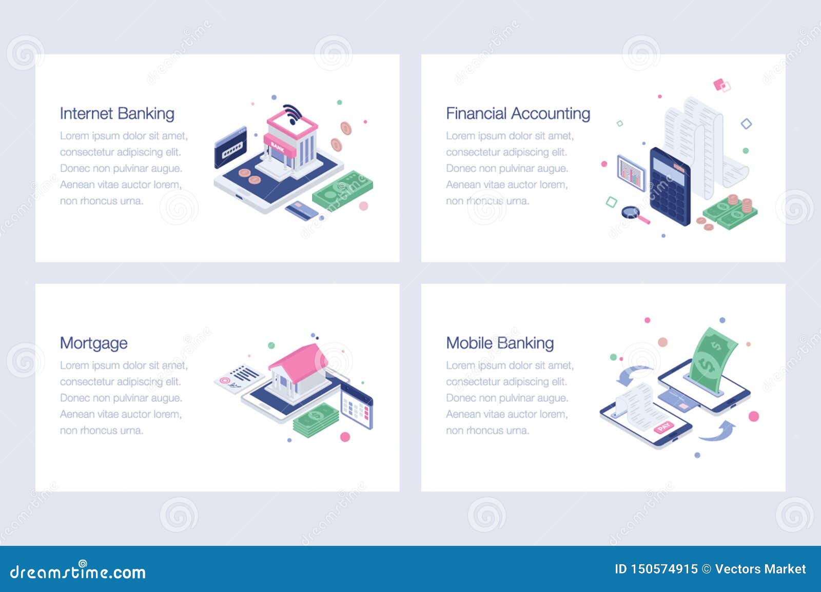 Online Banking Isometric Vector Illustrations Stock Vector ...