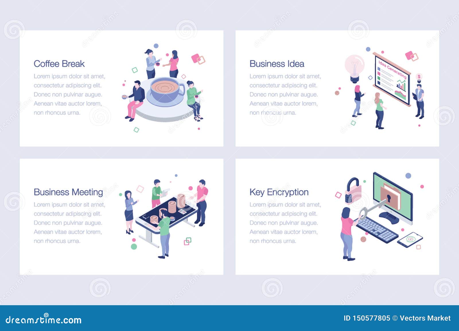 Business Isometric Vector Illustrations Collection Stock Vector ...