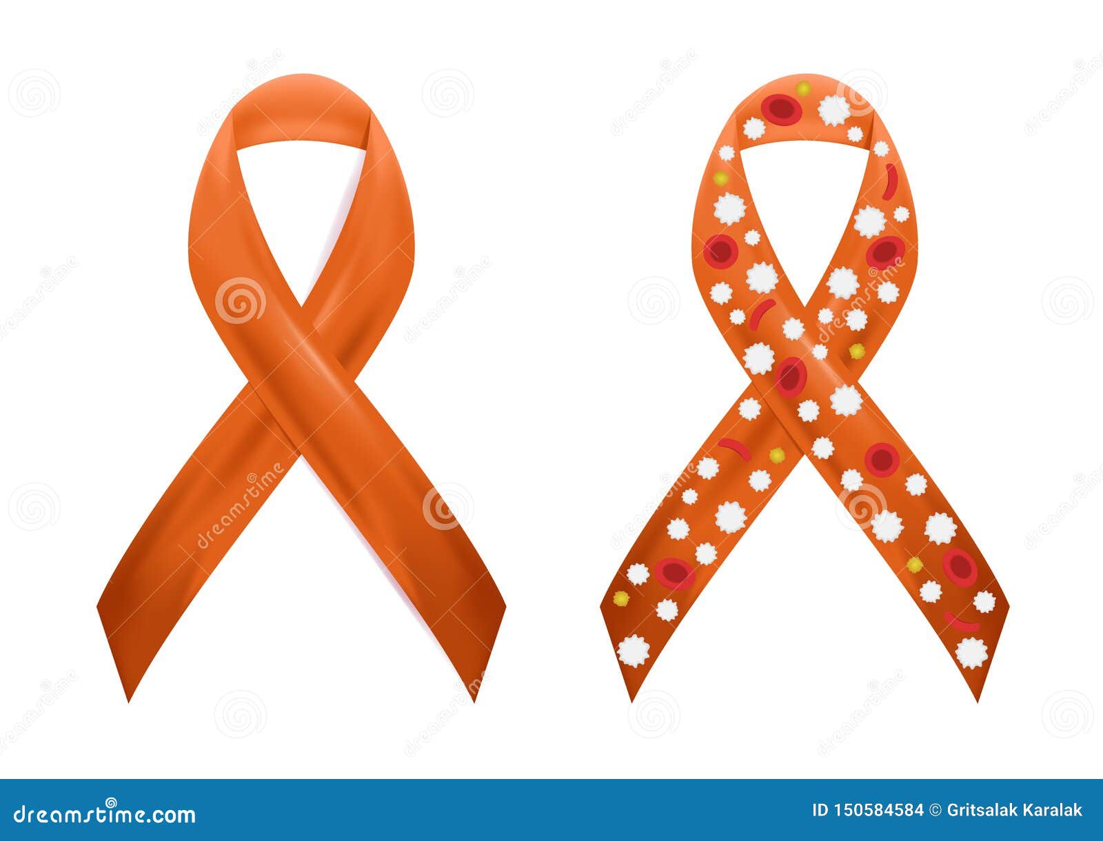Orange Leukaemia Ribbon / Human Blood Concept / White and Red Blood ...