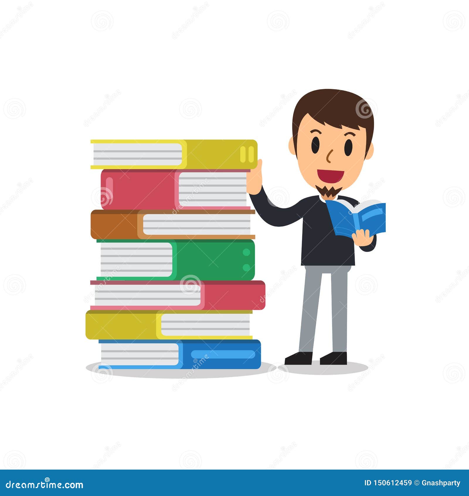 Vector Cartoon a Man and Books Stock Vector - Illustration of education ...