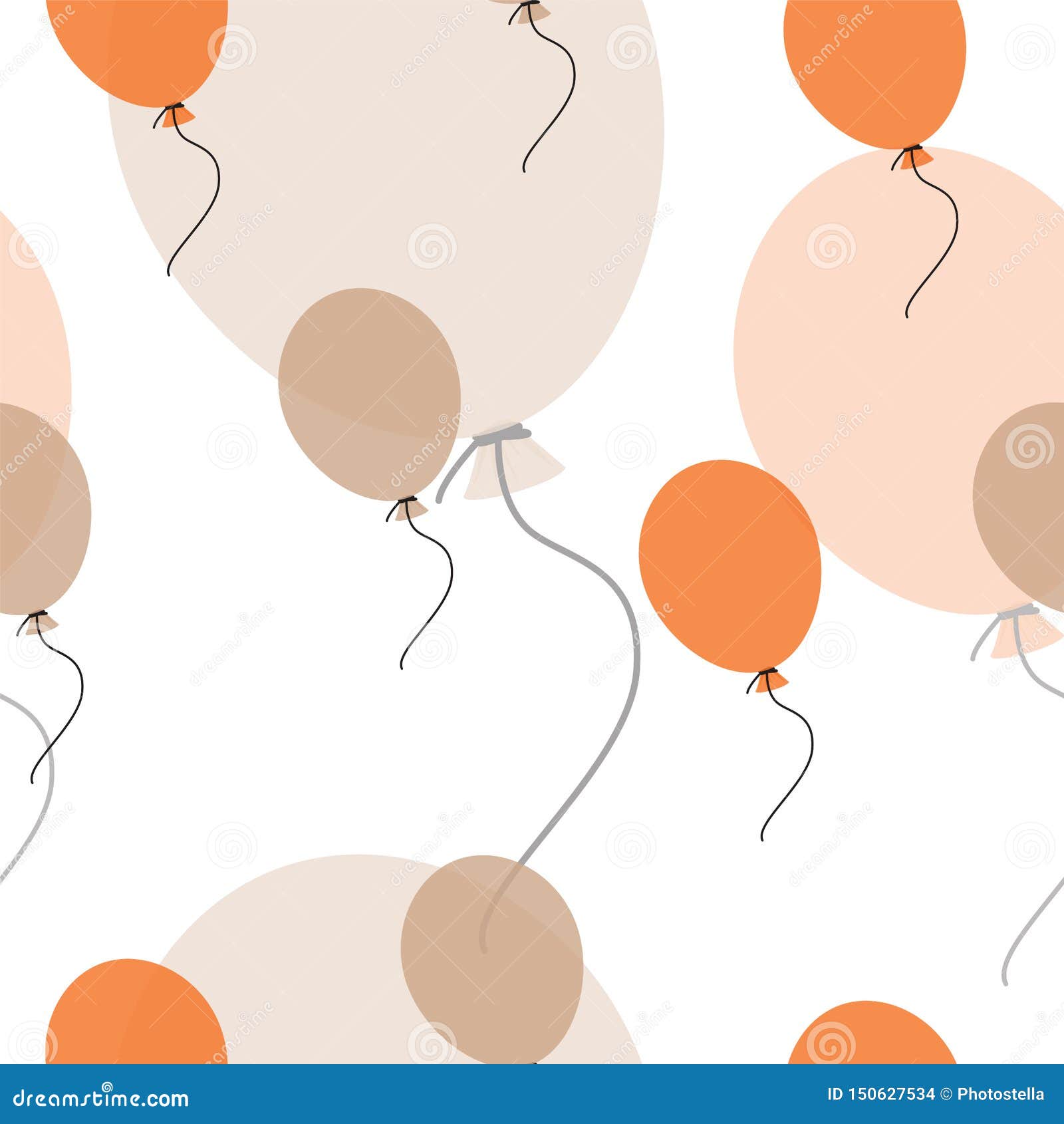 Seamless Pattern with Balloons in Orange and Brown Colors Stock Vector ...