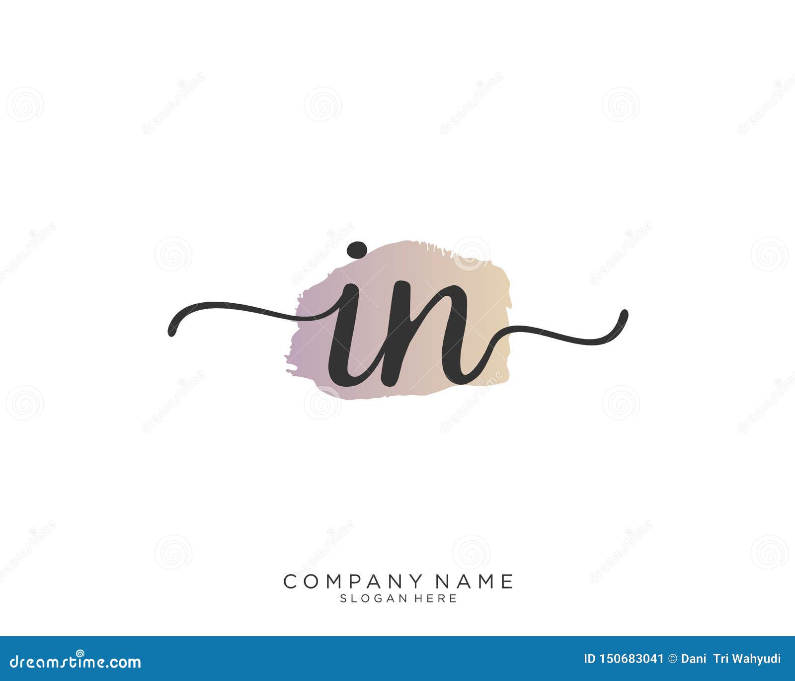 In Initial Handwriting Logo Concept Stock Illustration - Illustration ...