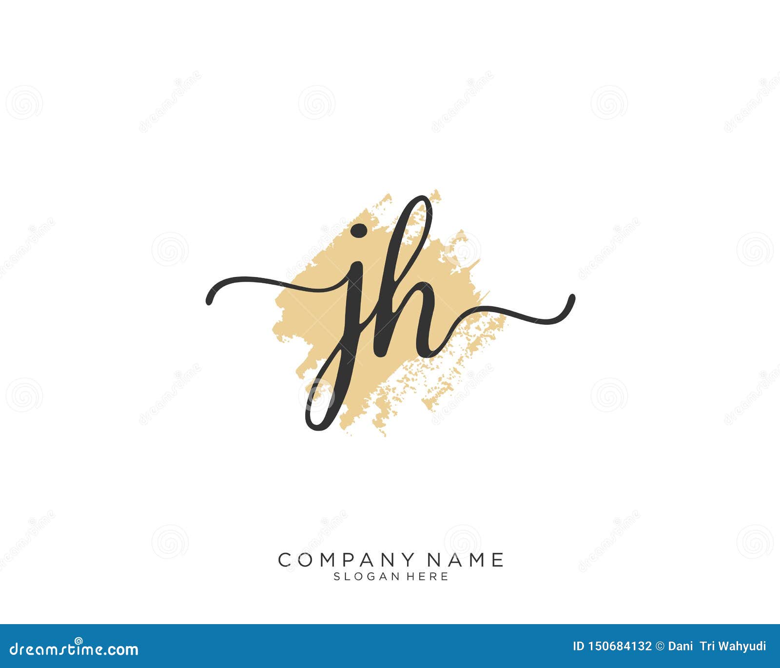 JH Initial Handwriting Logo Concept Stock Illustration - Illustration ...