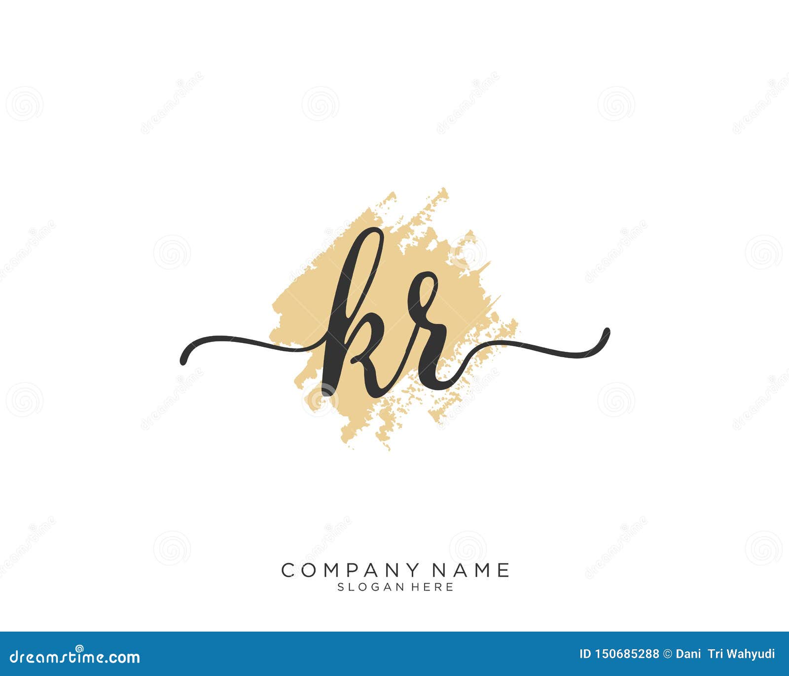 KR Initial Handwriting Logo Concept Stock Vector - Illustration of font ...
