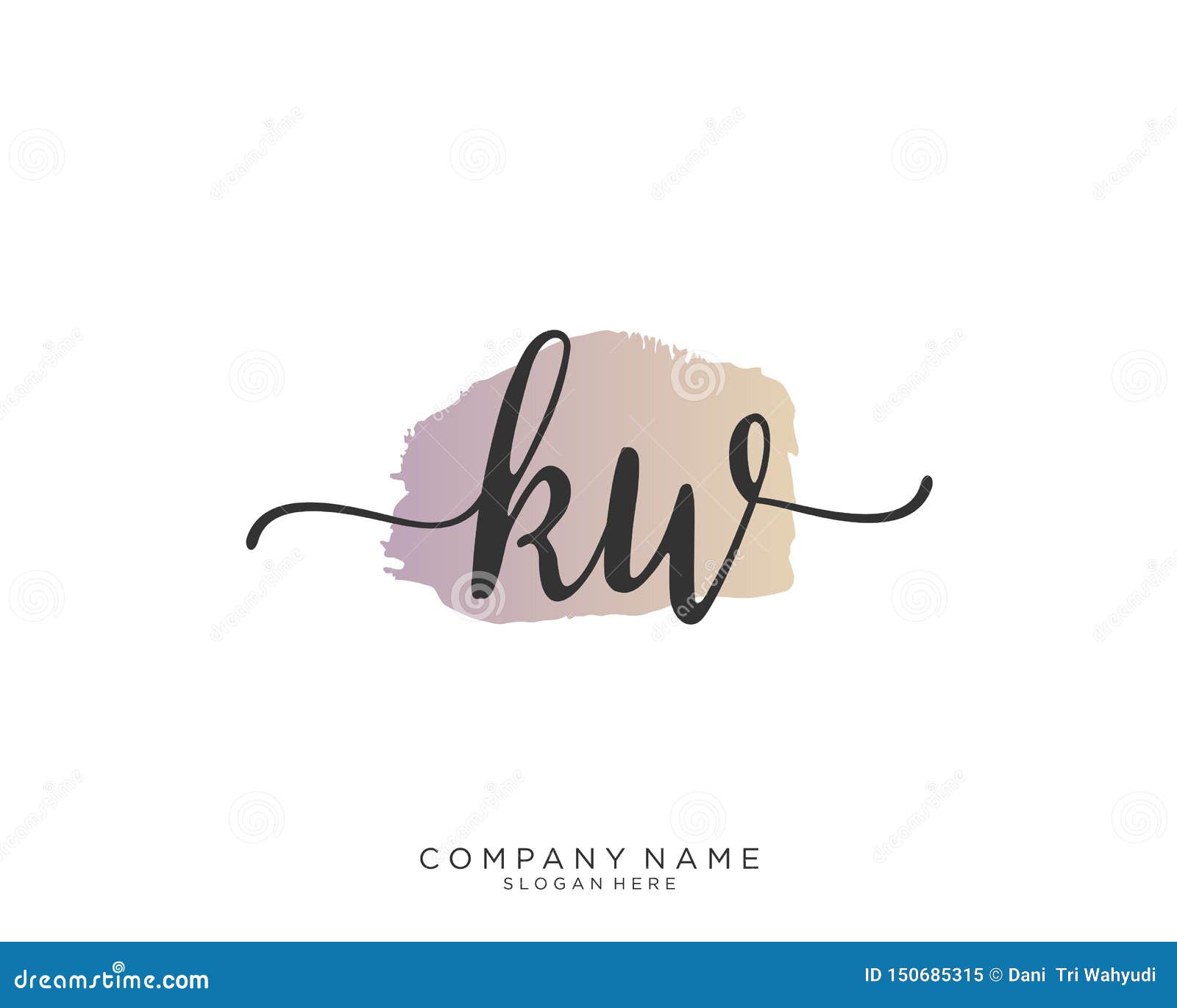 KW Initial Handwriting Logo Concept Stock Illustration - Illustration ...