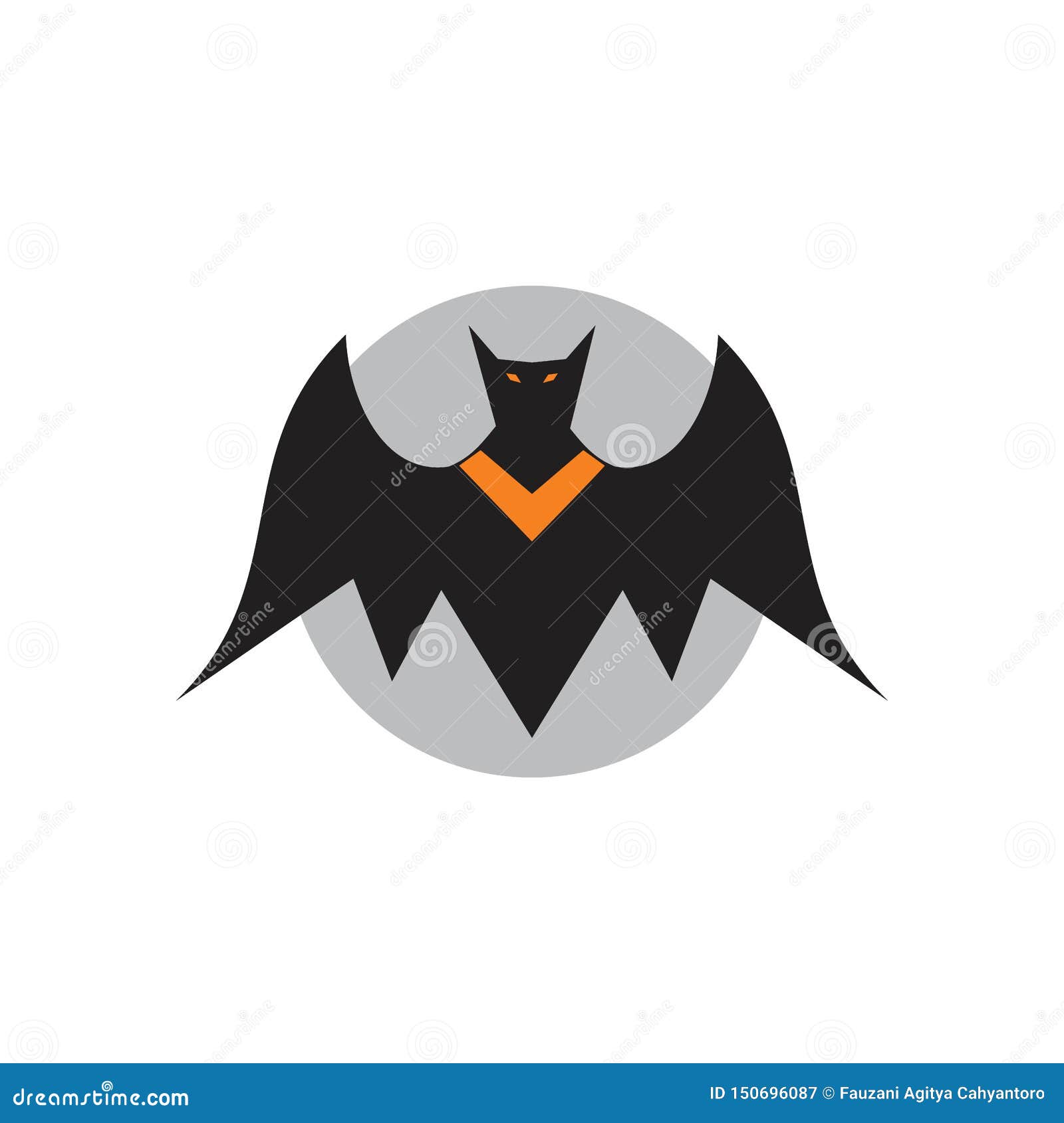 Evil Flying Bat Simple Illustrations Logo Concept Royalty-Free Cartoon ...
