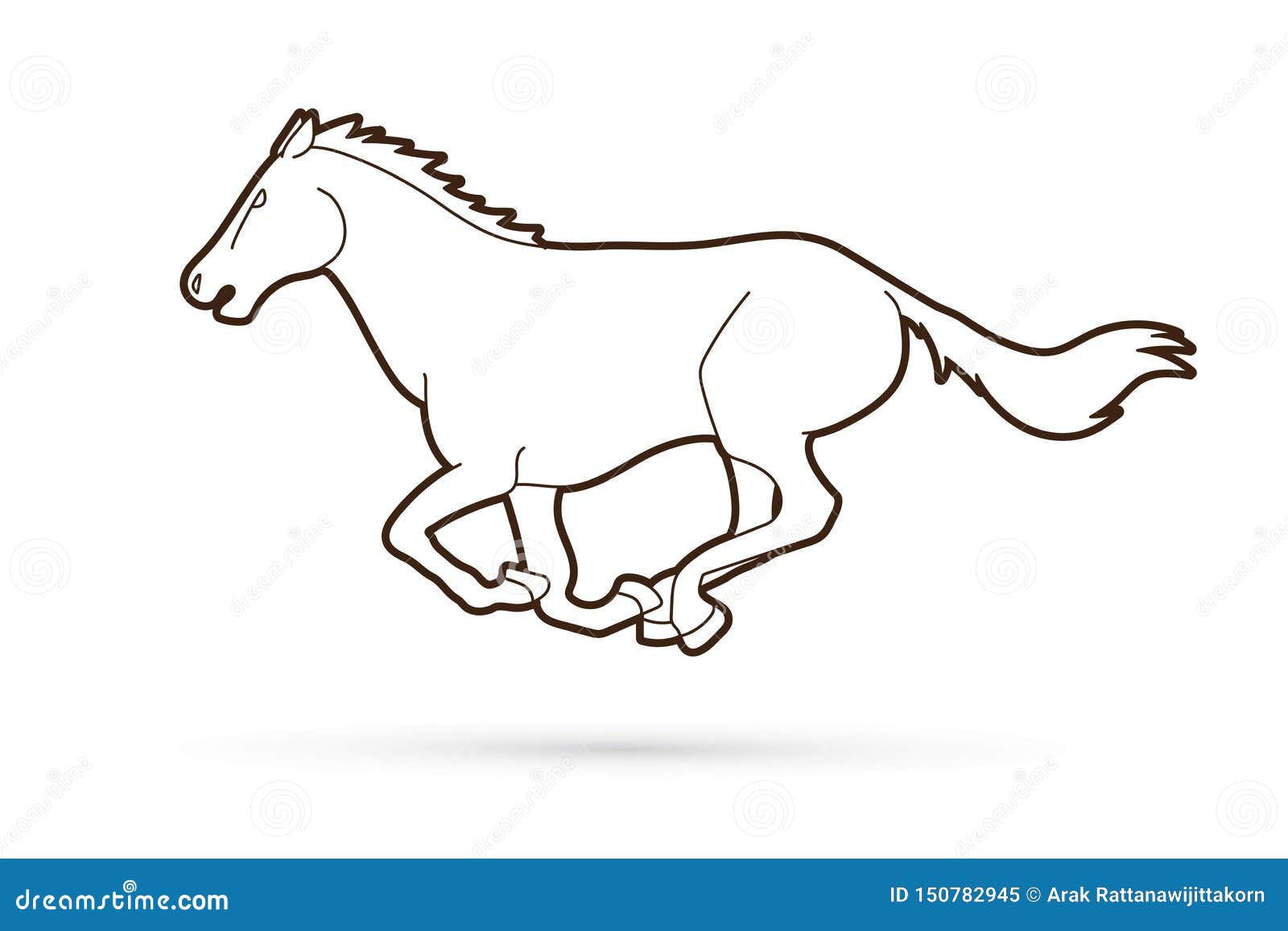 Horse Running Outline Cartoon Graphic Stock Vector - Illustration of ...