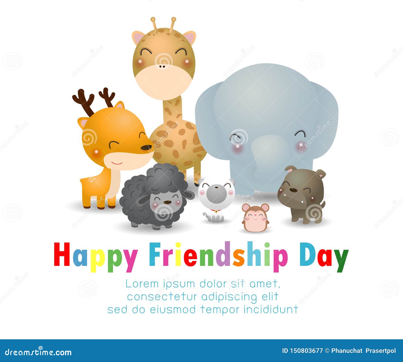 Happy Friendship Day Greeting Card with Diverse Friend Group of Best ...