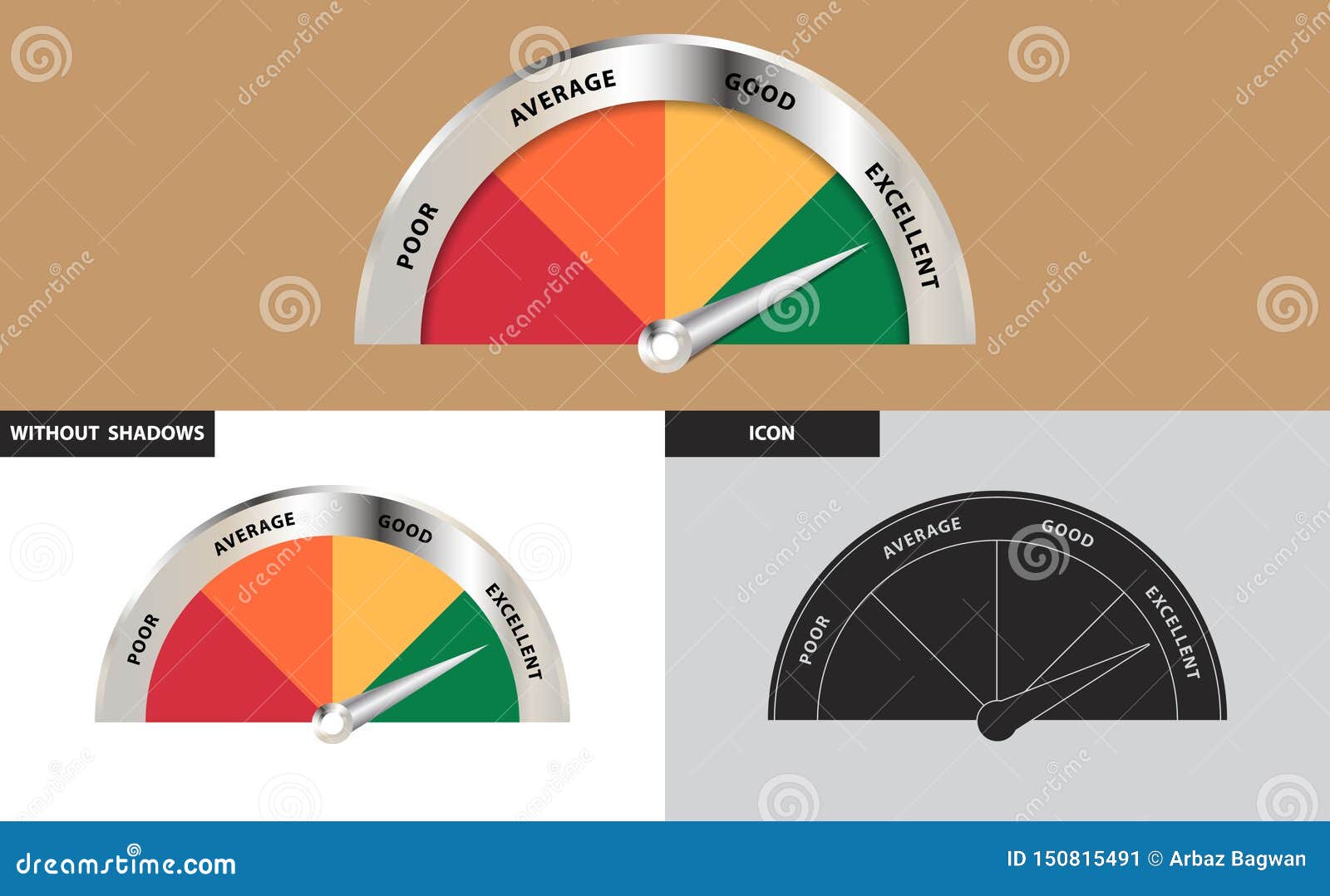 Performance Rating Meter Indicator Gauge Stock Vector - Illustration of ...