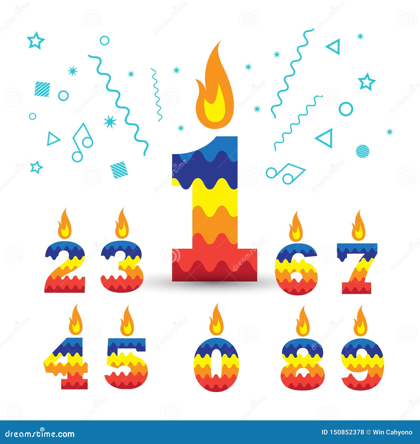 Burning Number 1 Birthday Candles Stock Vector - Illustration of fire ...