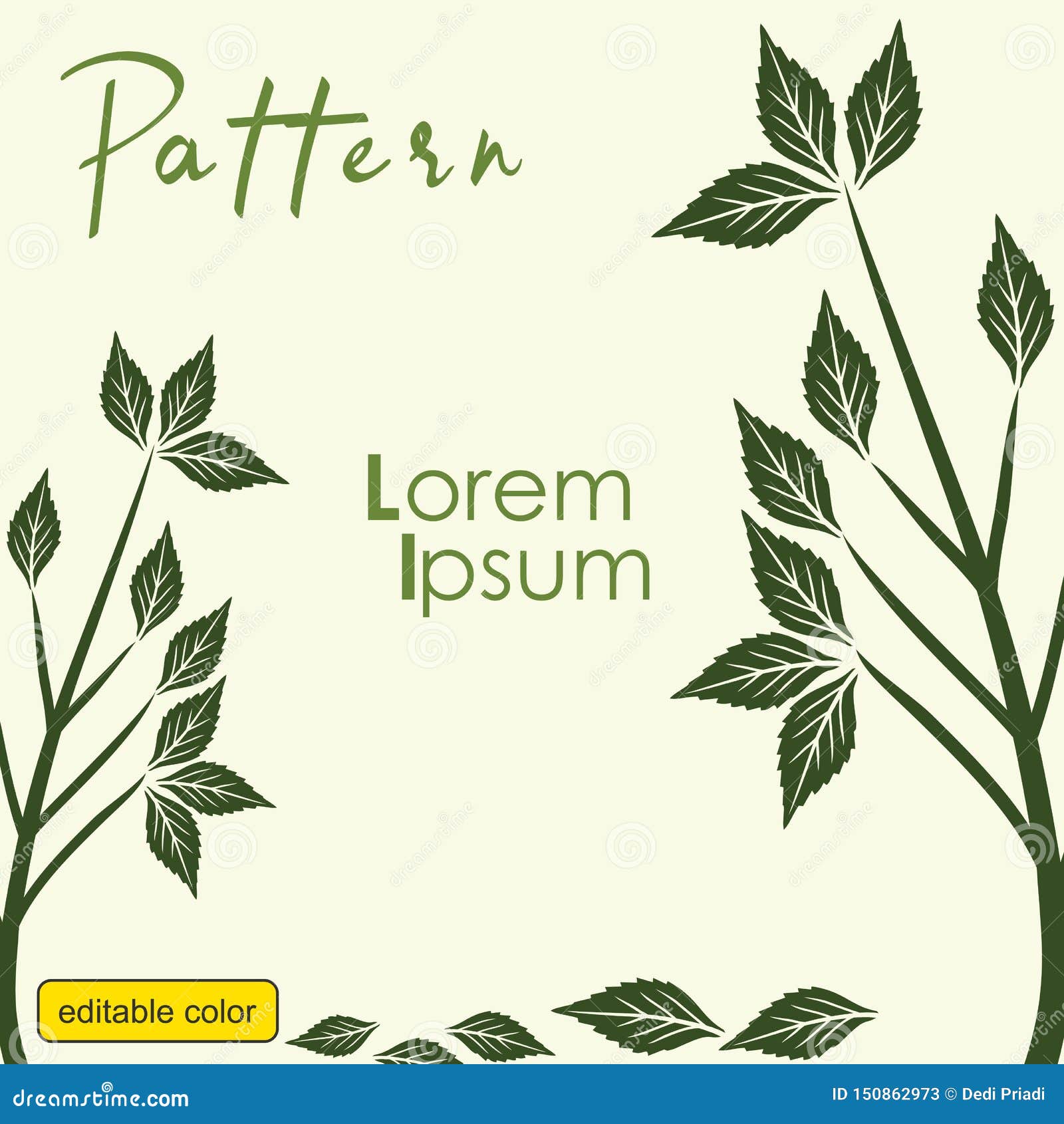 Print Tree Pattern Green Leaf Stock Vector - Illustration of cream ...