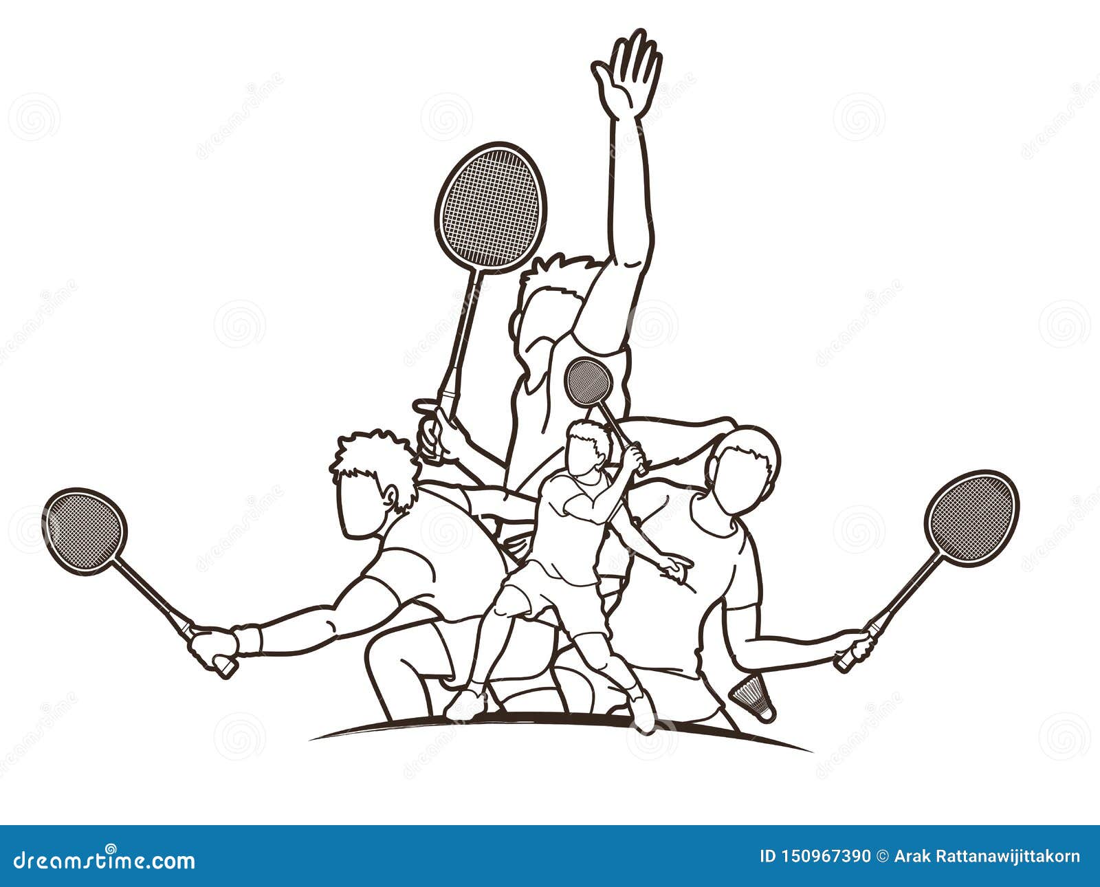 Badminton Player Action Cartoon Graphic Stock Vector - Illustration of ...