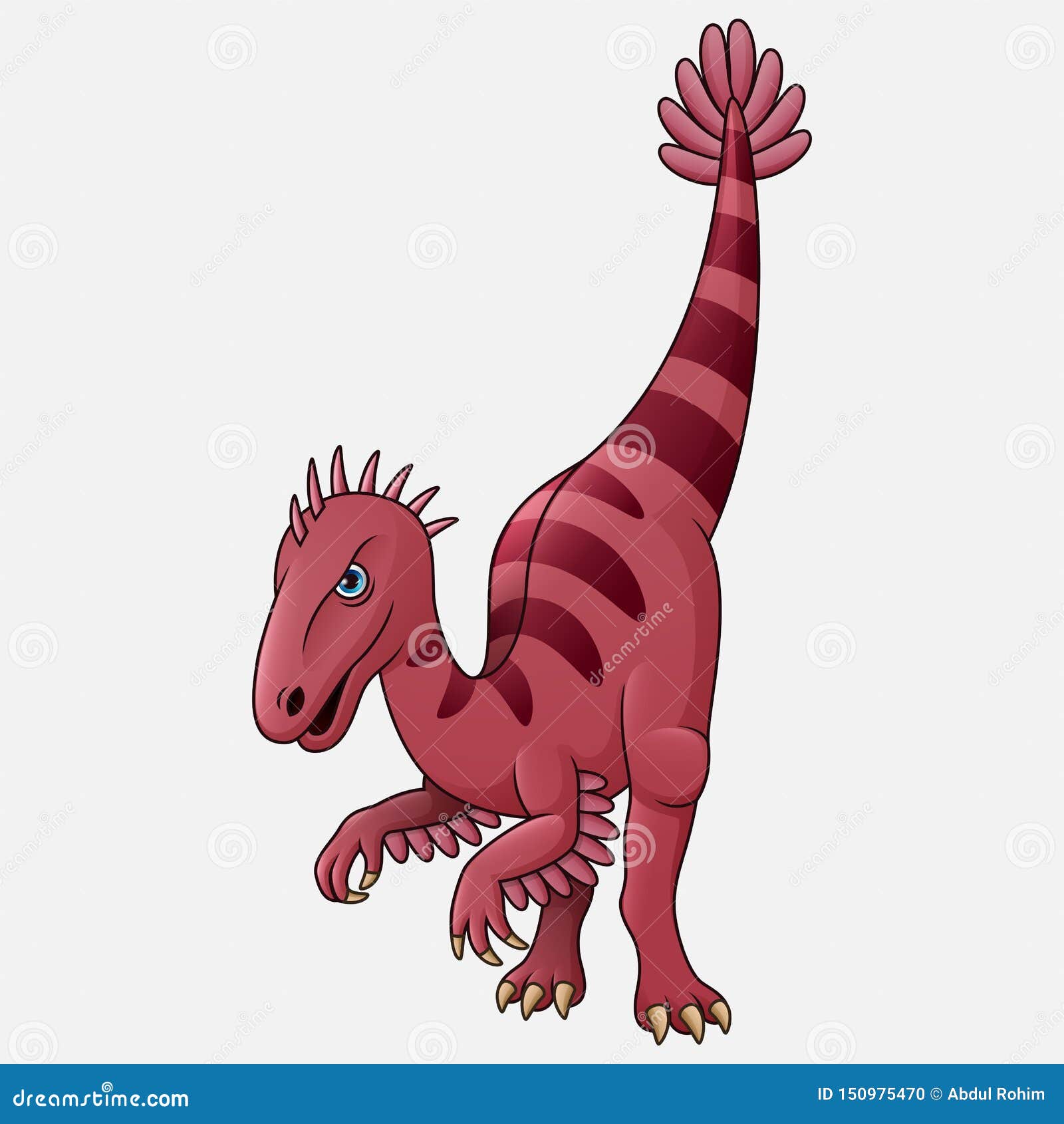 Cartoon Velociraptor. Flat Simple Style Carnivore Dinosaur. Jurassic ...