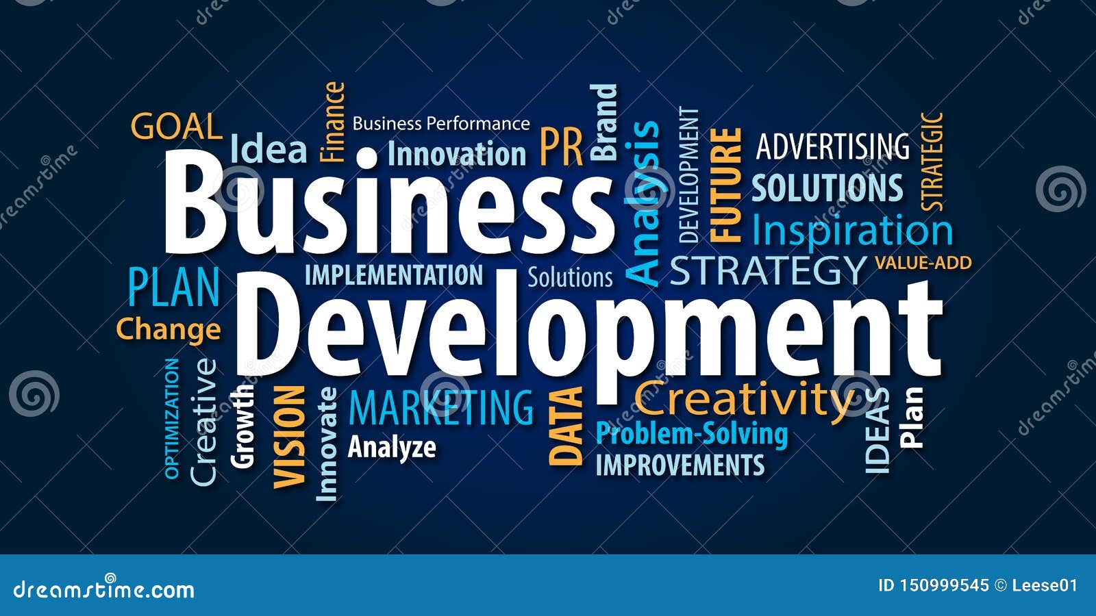 Blue Business Development Word Cloud Stock Illustration - Illustration ...