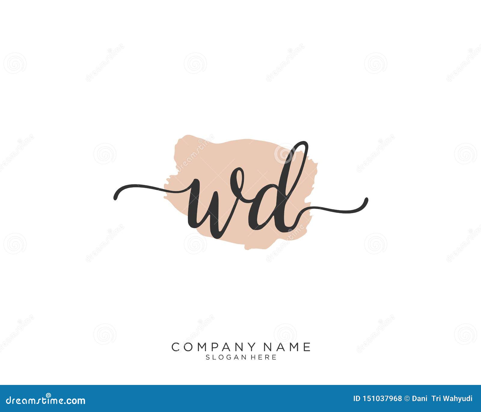 WD Initial Handwriting Logo Concept Stock Illustration - Illustration ...