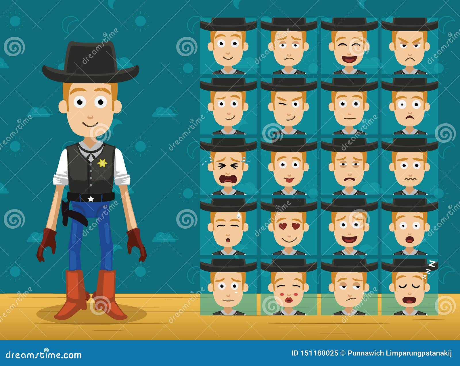 Toy Character Set Cowboy Cartoon Emoticons Vector-01 Stock Vector ...