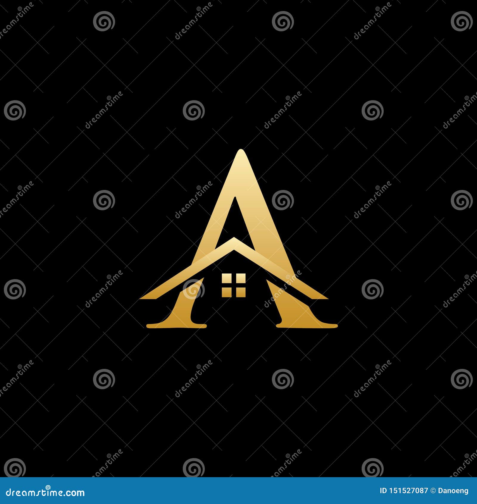 Golden Letter a House Logo Icon . Initial Letter a Shaped House Design ...