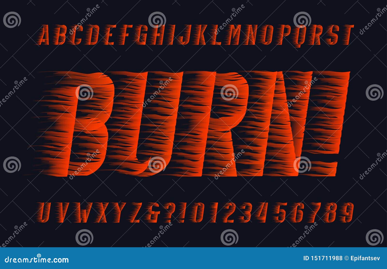 Burn Alphabet Font. Flame Effect Type Letters And Numbers On Dark ...