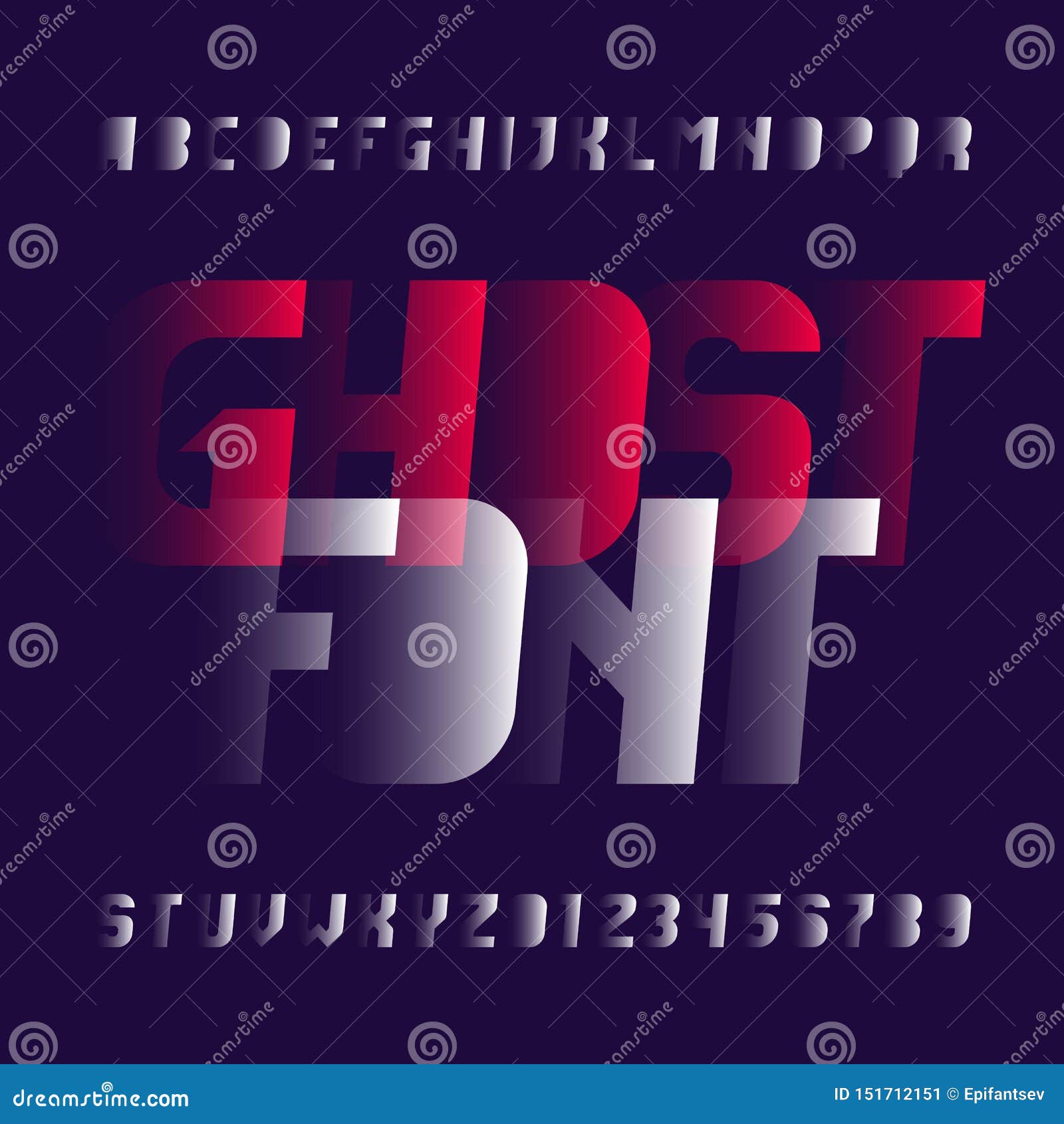 Abstract Alphabet Font. Modern Oblique Letters and Numbers Stock Vector ...