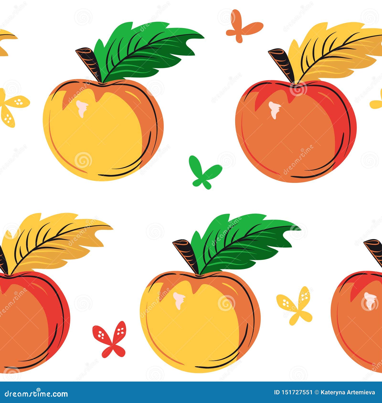 Apples Seamless Pattern. Autumn Background Stock Vector - Illustration ...