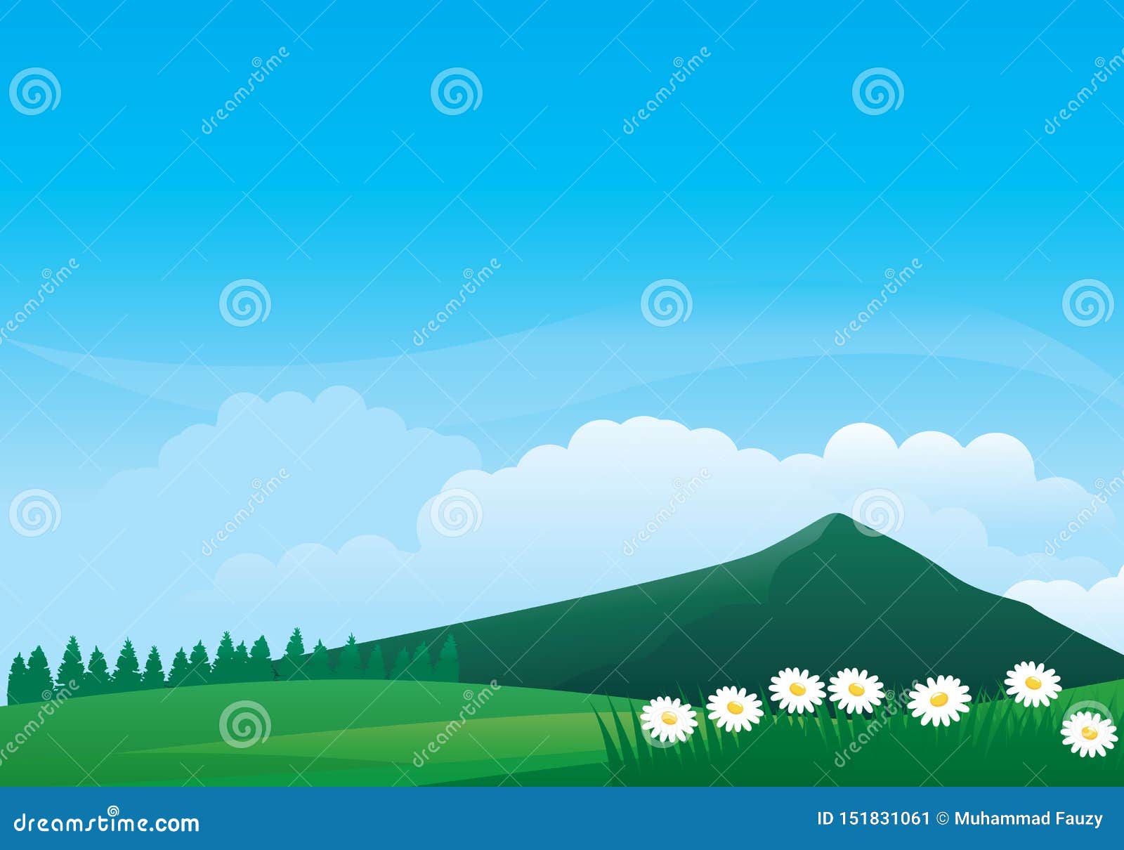 Beautiful Mountain Landscape View Vector Illustration Stock ...