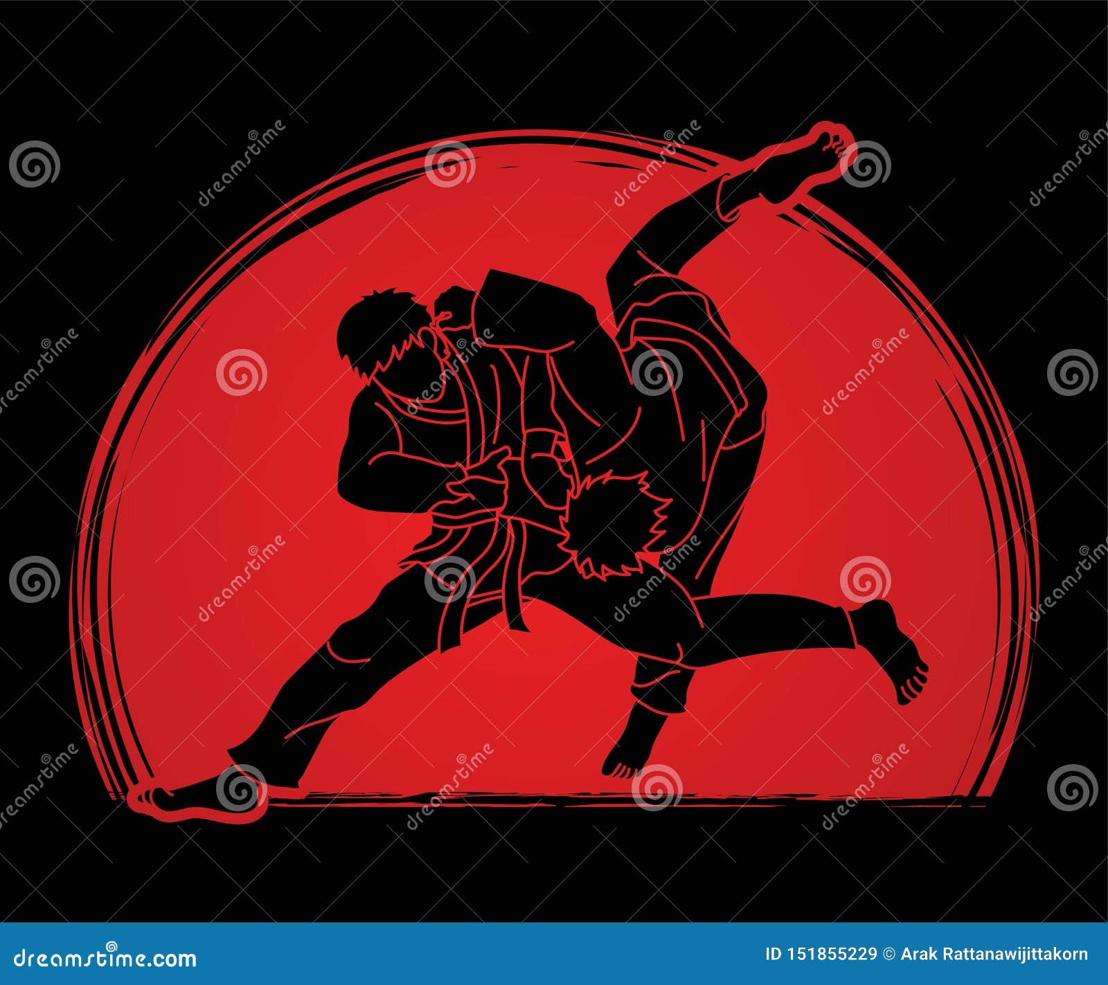 Judo Sport Action Cartoon Graphic Stock Vector - Illustration of aikido ...
