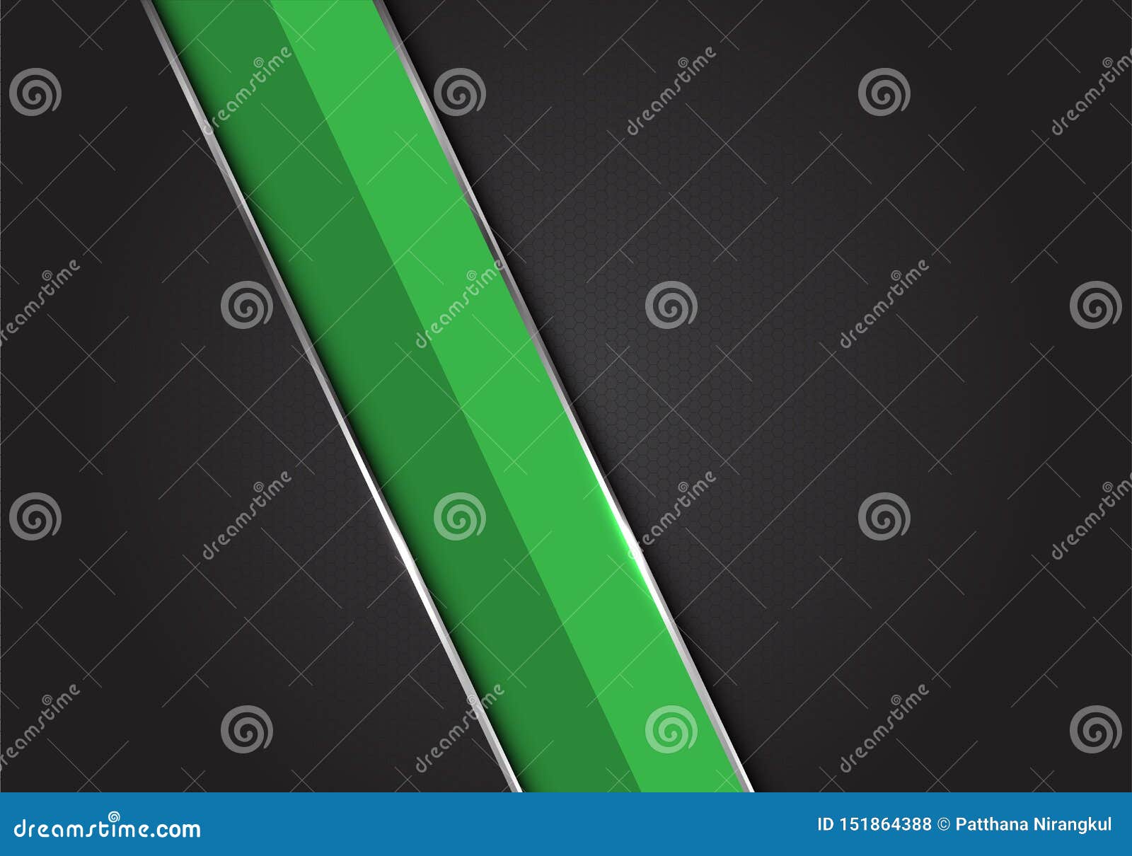 Abstract Green Silver Line Slash on Dark Grey Black Hexagon Mesh ...