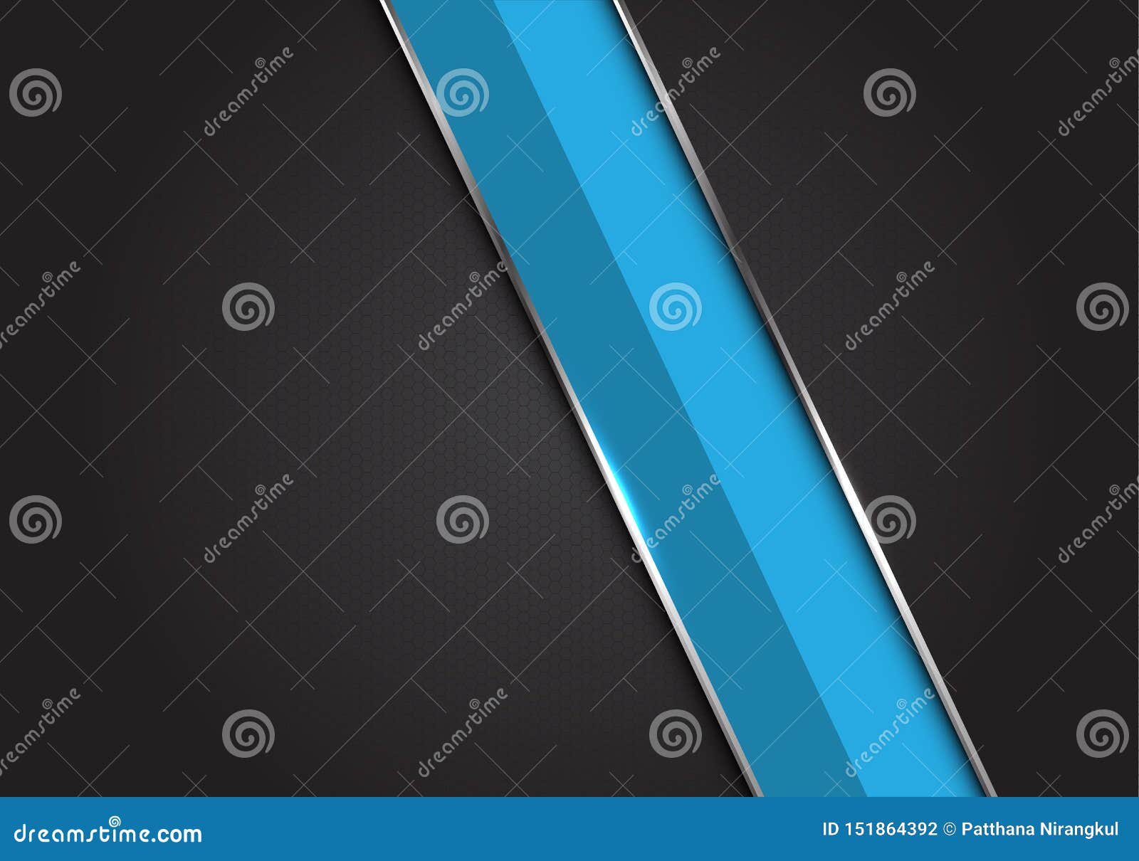 Abstract Blue Silver Line Slash on Dark Grey Black Hexagon Mesh Pattern ...