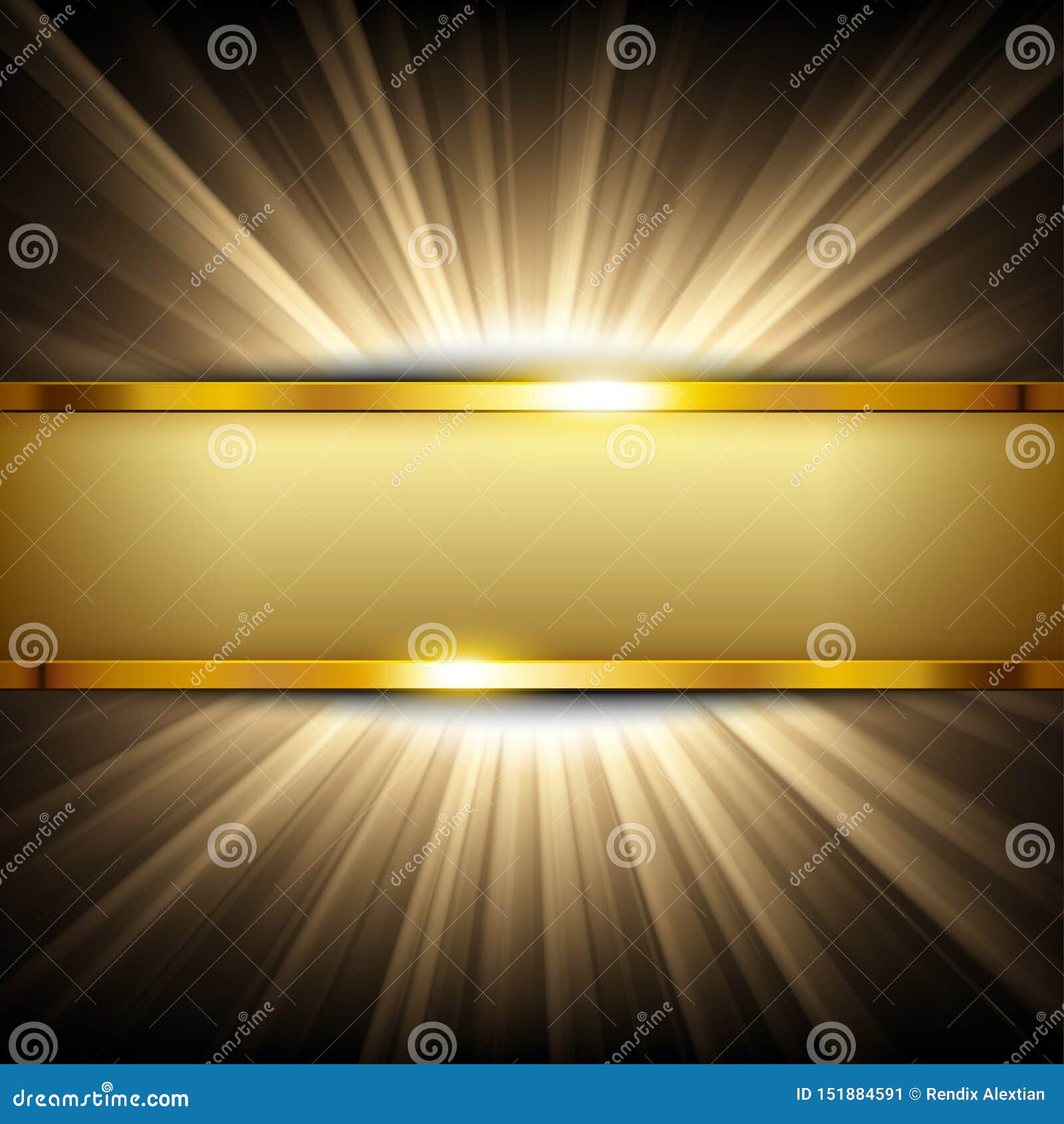 Metallic Gold Banner with Text Space on Gold Light Illuminated Stock ...