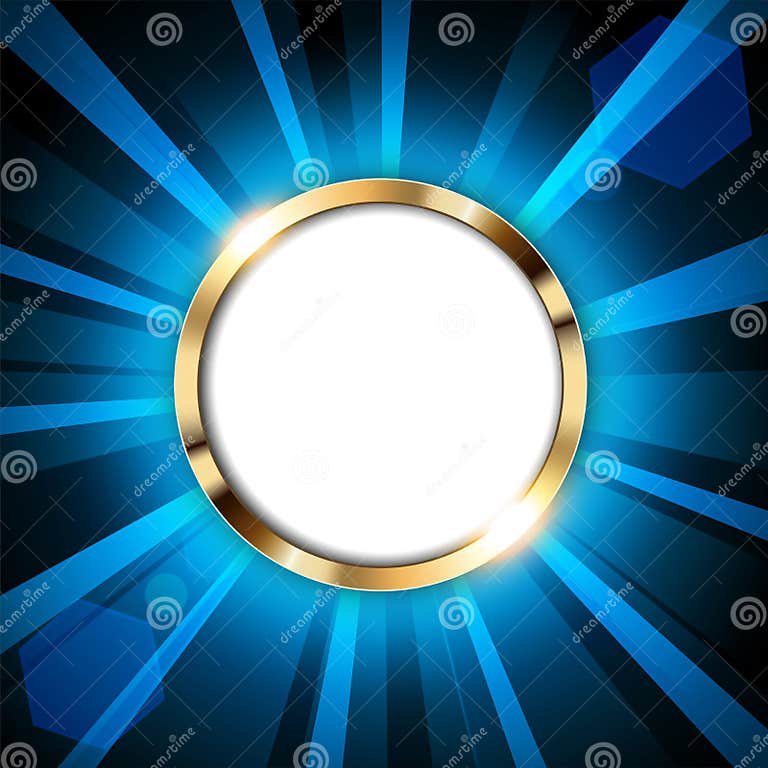 Metallic Gold Ring with Text Space and Blue Light Illuminated Stock ...