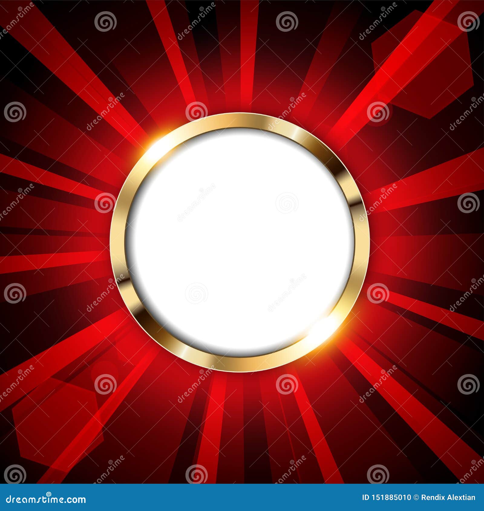 Metallic Gold Ring with Text Space and Red Light Illuminated Stock ...