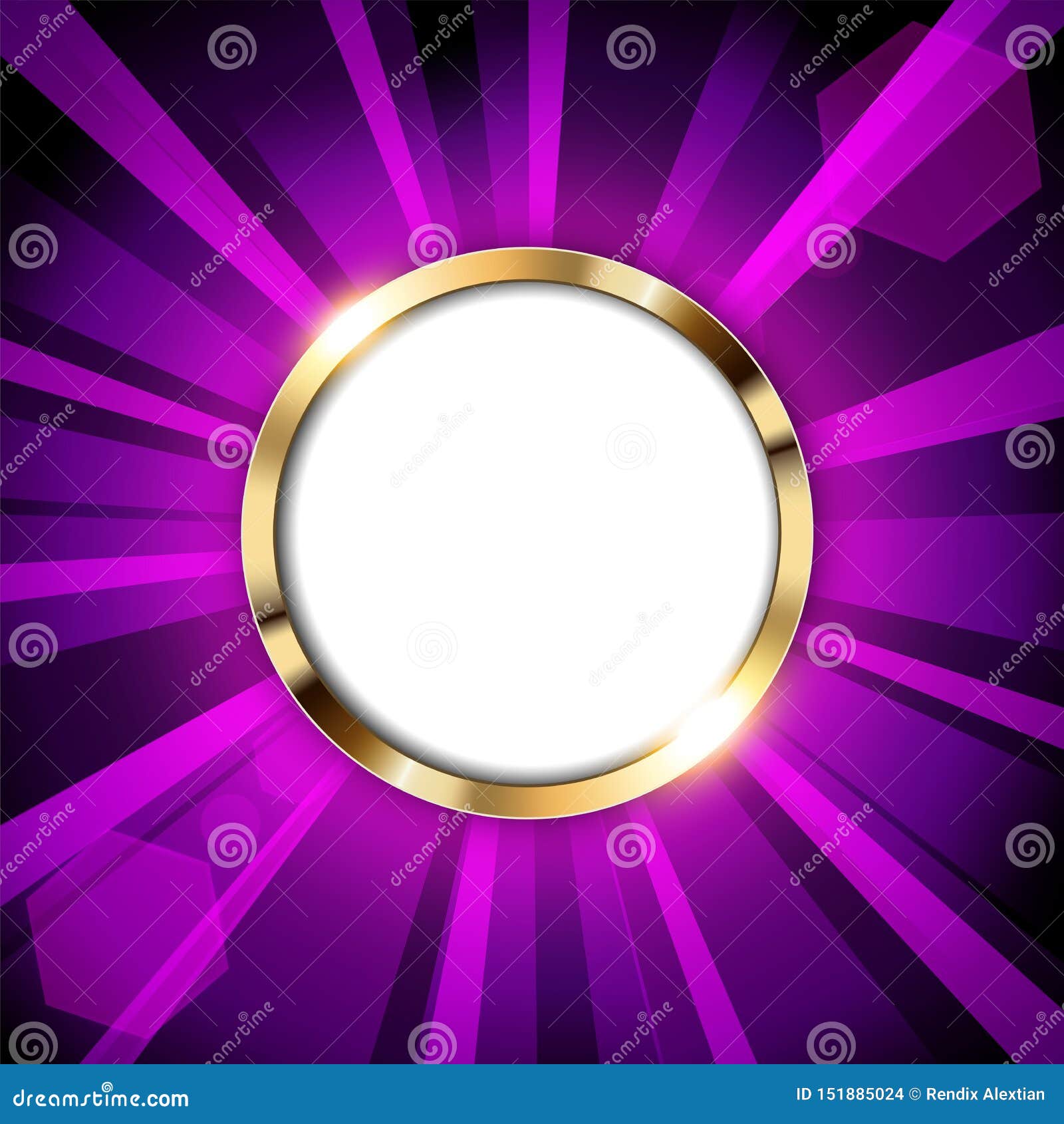 Metallic Gold Ring with Text Space and Violet Light Illuminated Stock ...