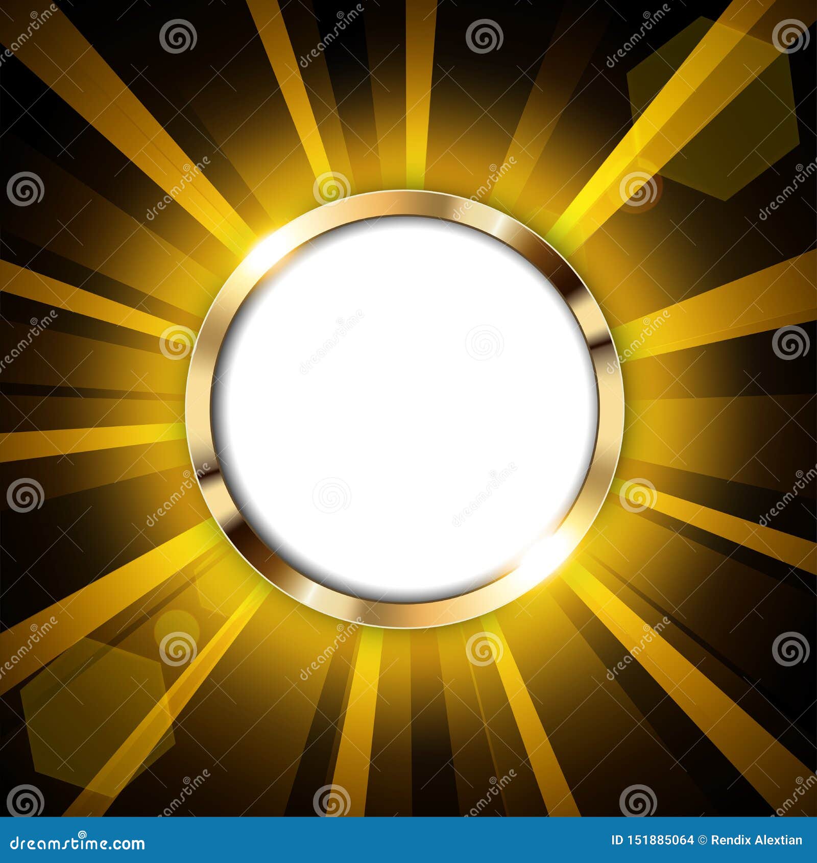 Metallic Gold Ring with Text Space and Yellow Light Illuminated Stock ...