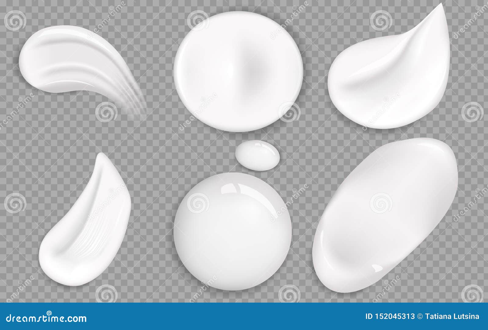 Set of Cosmetic White Cream Texture. Cosmetic Cream Smears Realistic ...