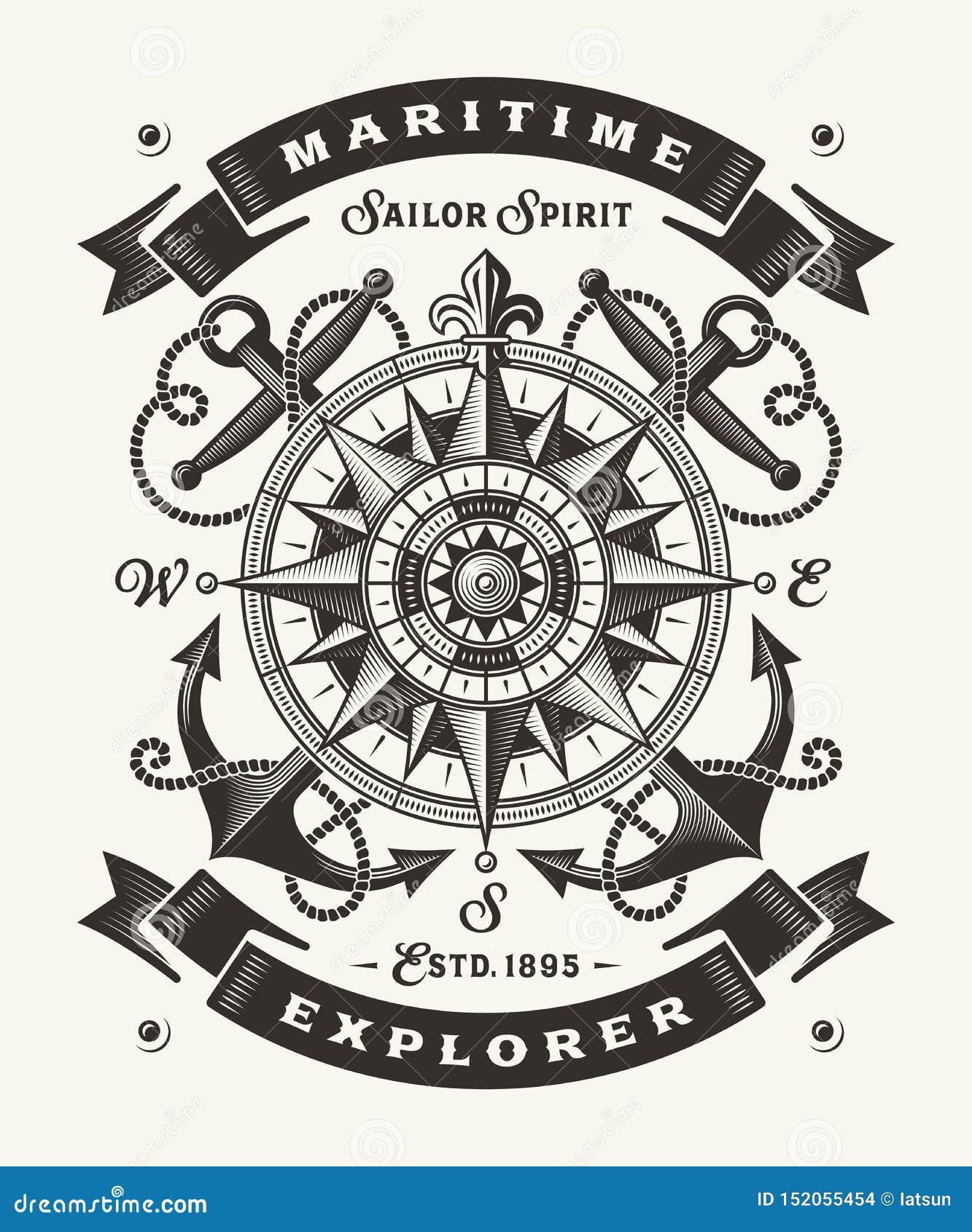Vintage Maritime And Sea Emblem Template Cartoon Vector | CartoonDealer ...