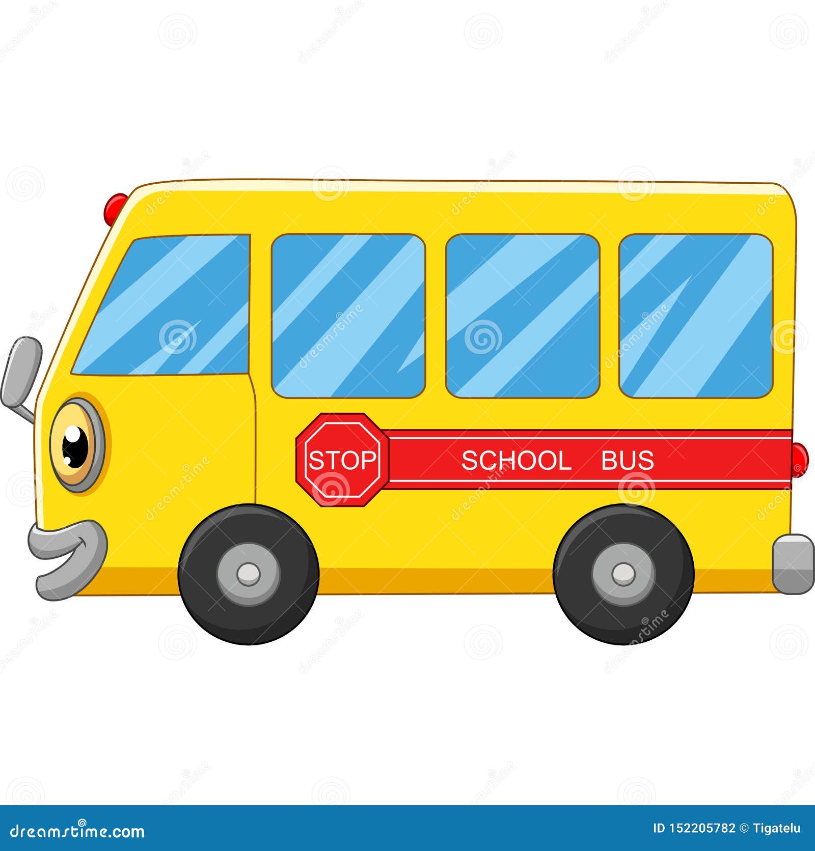 Yellow School Bus Cartoon on White Background Stock Vector ...