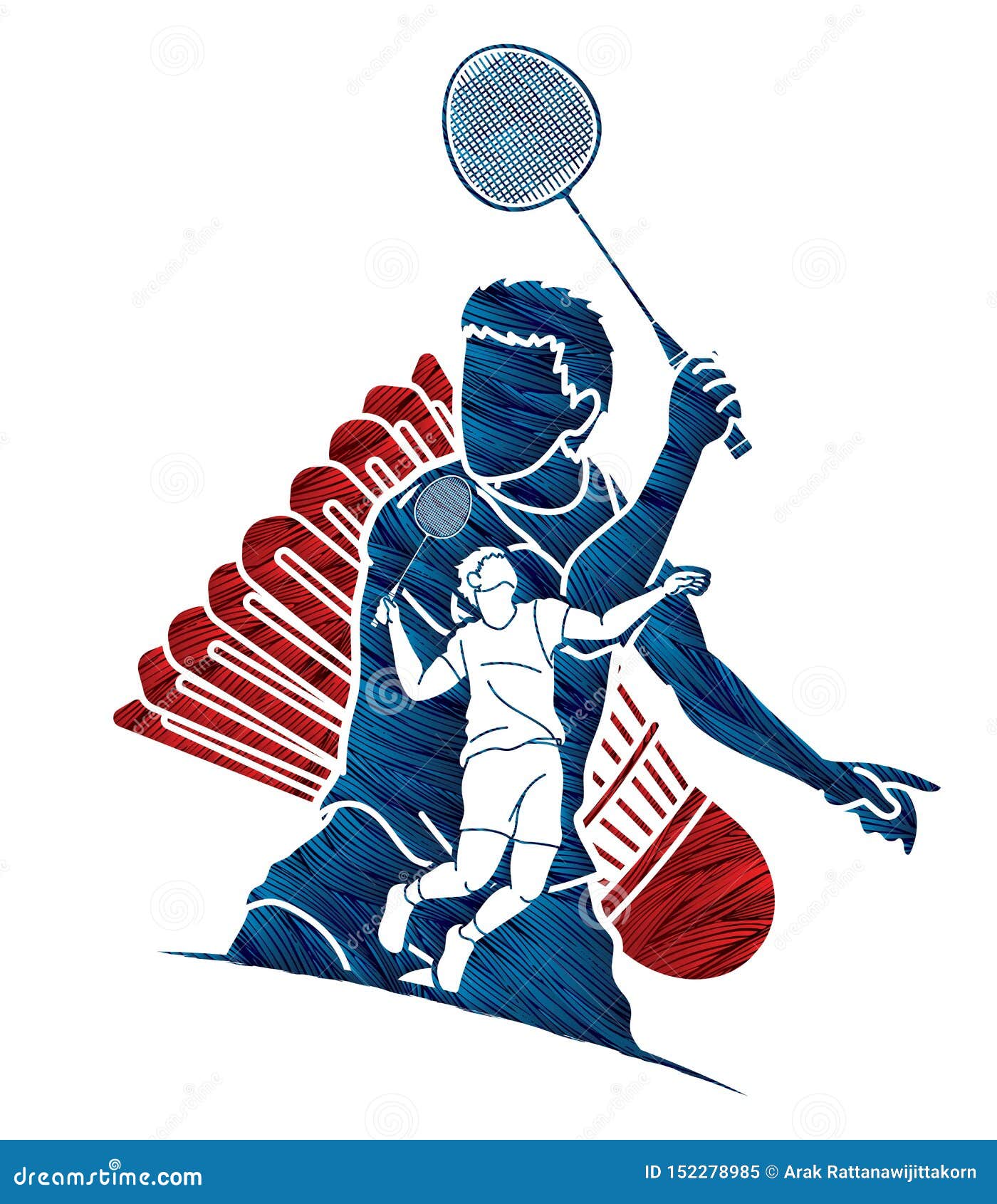 Badminton Player Action Cartoon Graphic Stock Vector - Illustration of ...