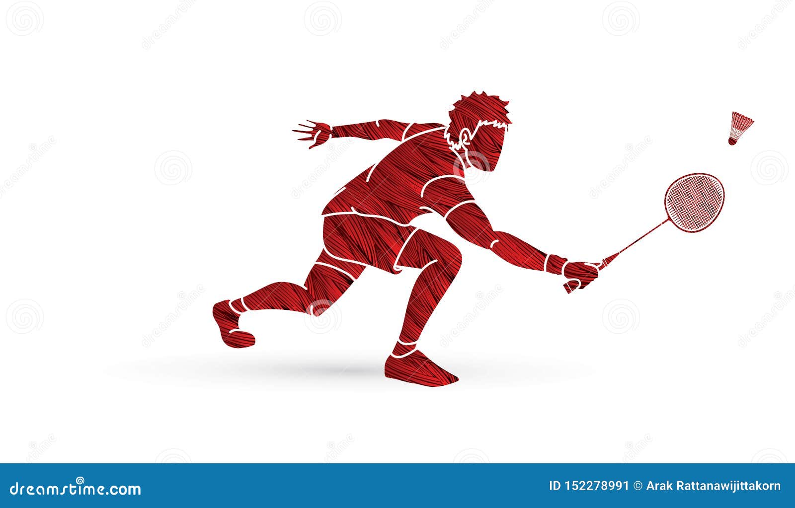 Badminton Player Action Cartoon Graphic Stock Vector - Illustration of ...