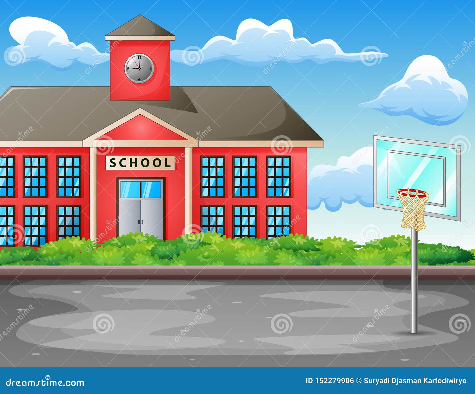 Printable Cartoon School Building