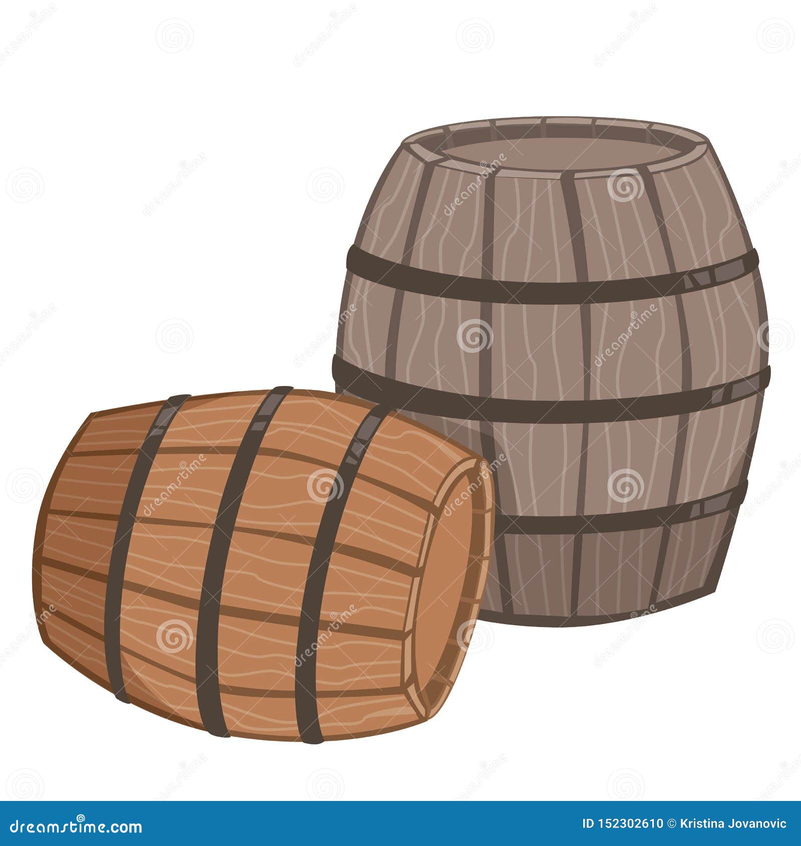 Two Wooden Barrels Quirky Vector Cartoon Illustration Isolated on White ...