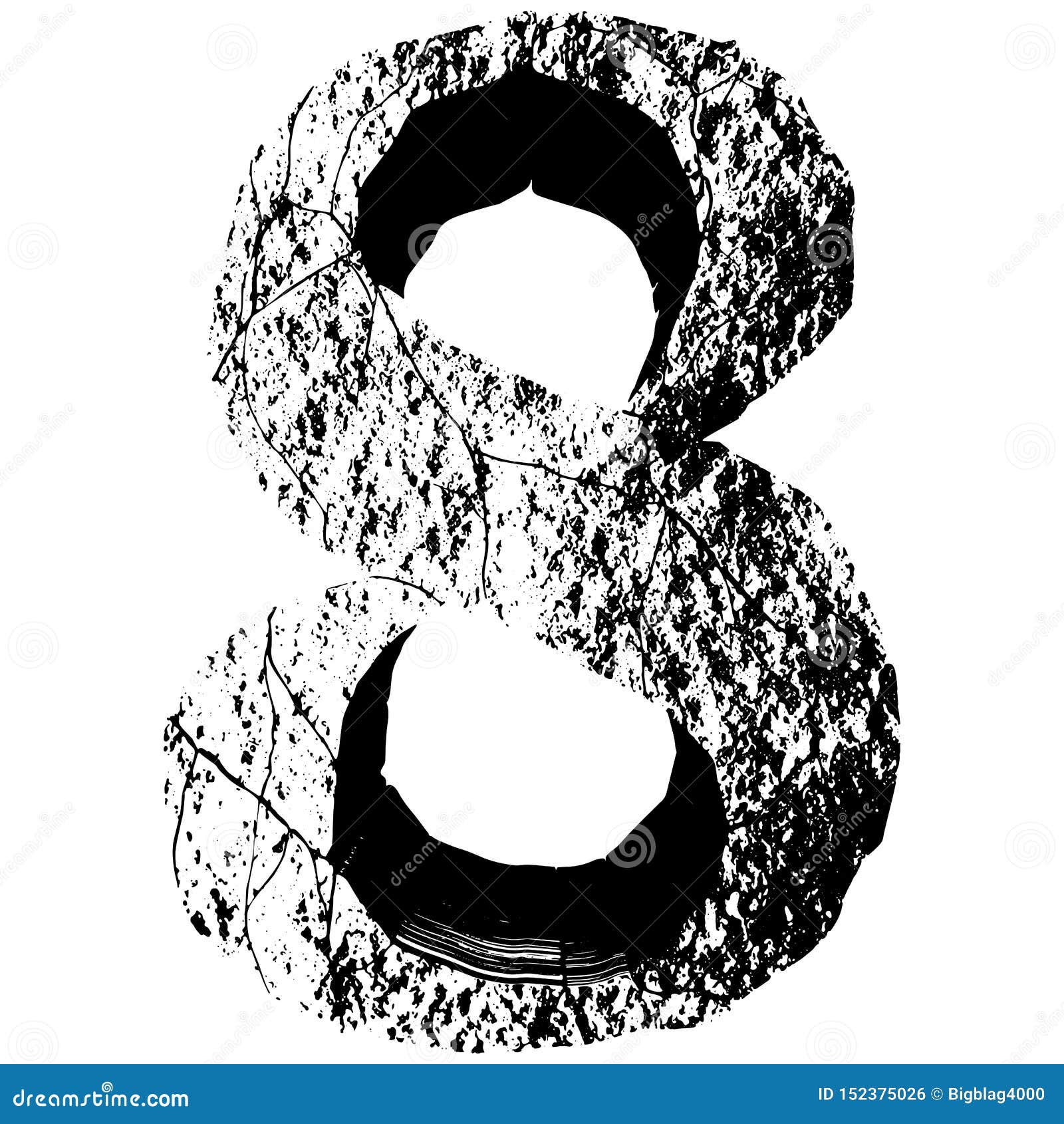 3D Rendering Illustration.Concrete Vector Font.Number 8. Stock Vector ...