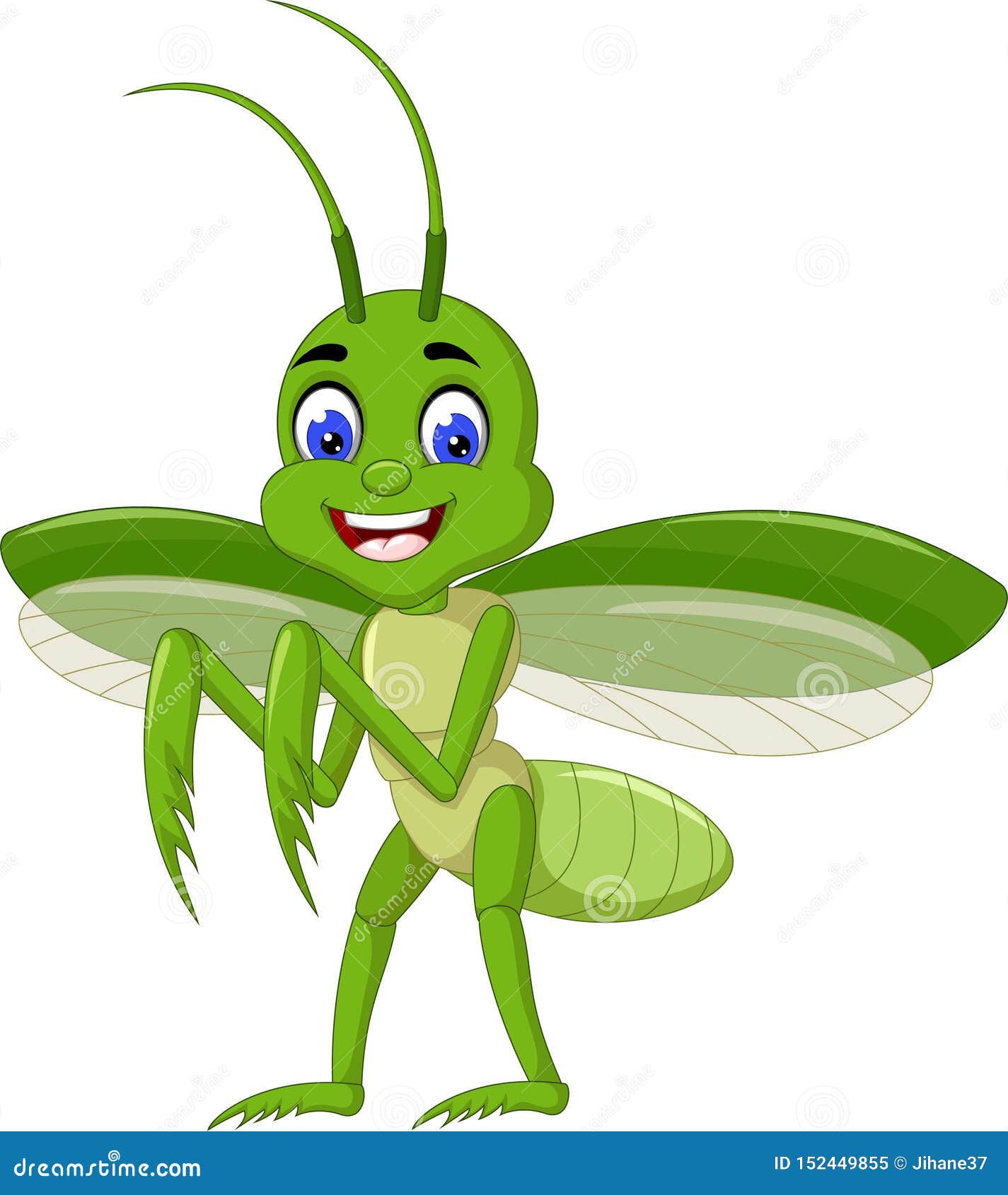 Funny Green Mantis Cartoon stock illustration. Illustration of graphic ...