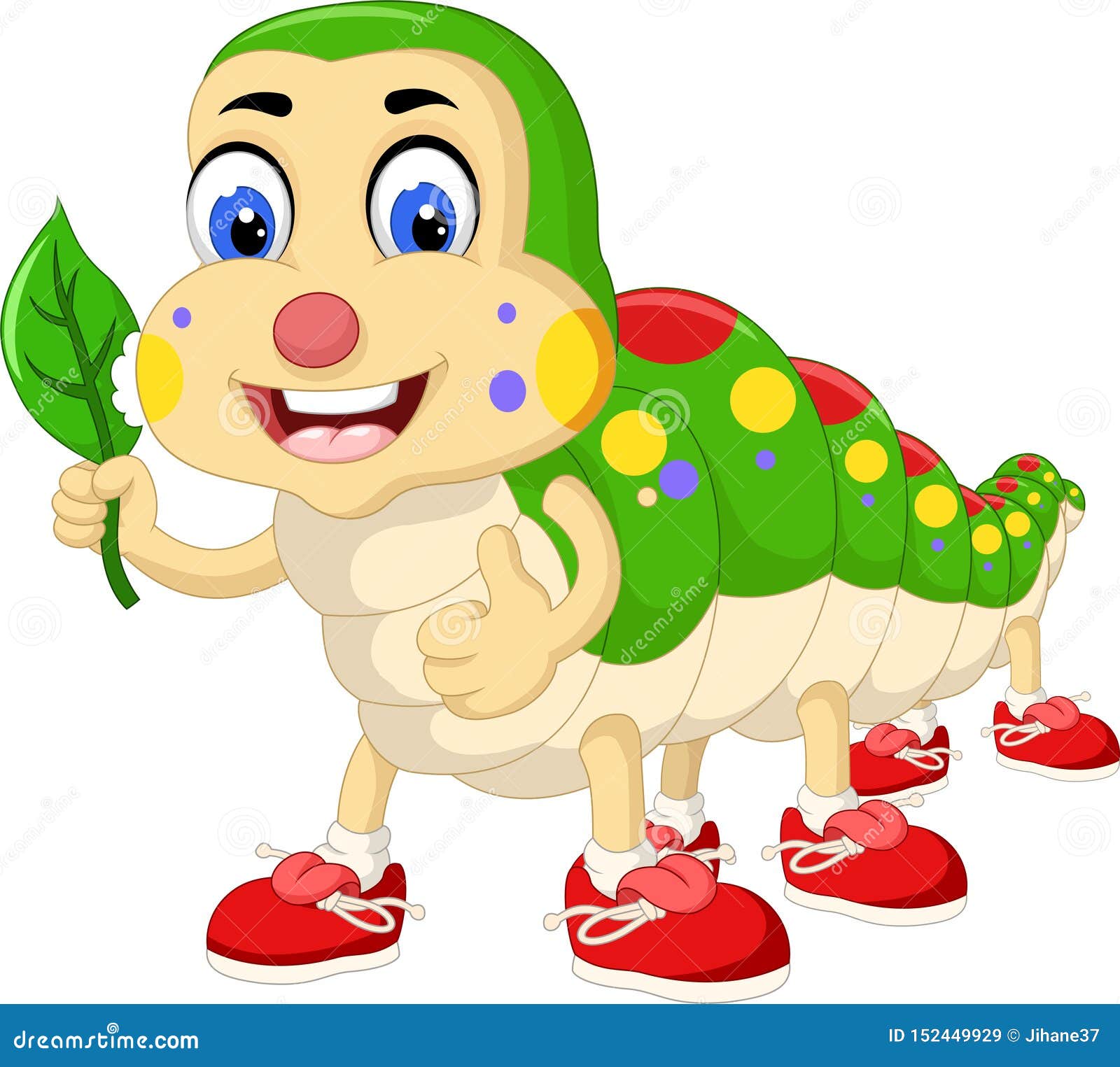 Funny Green Caterpillar Cartoon Stock Illustration - Illustration of ...