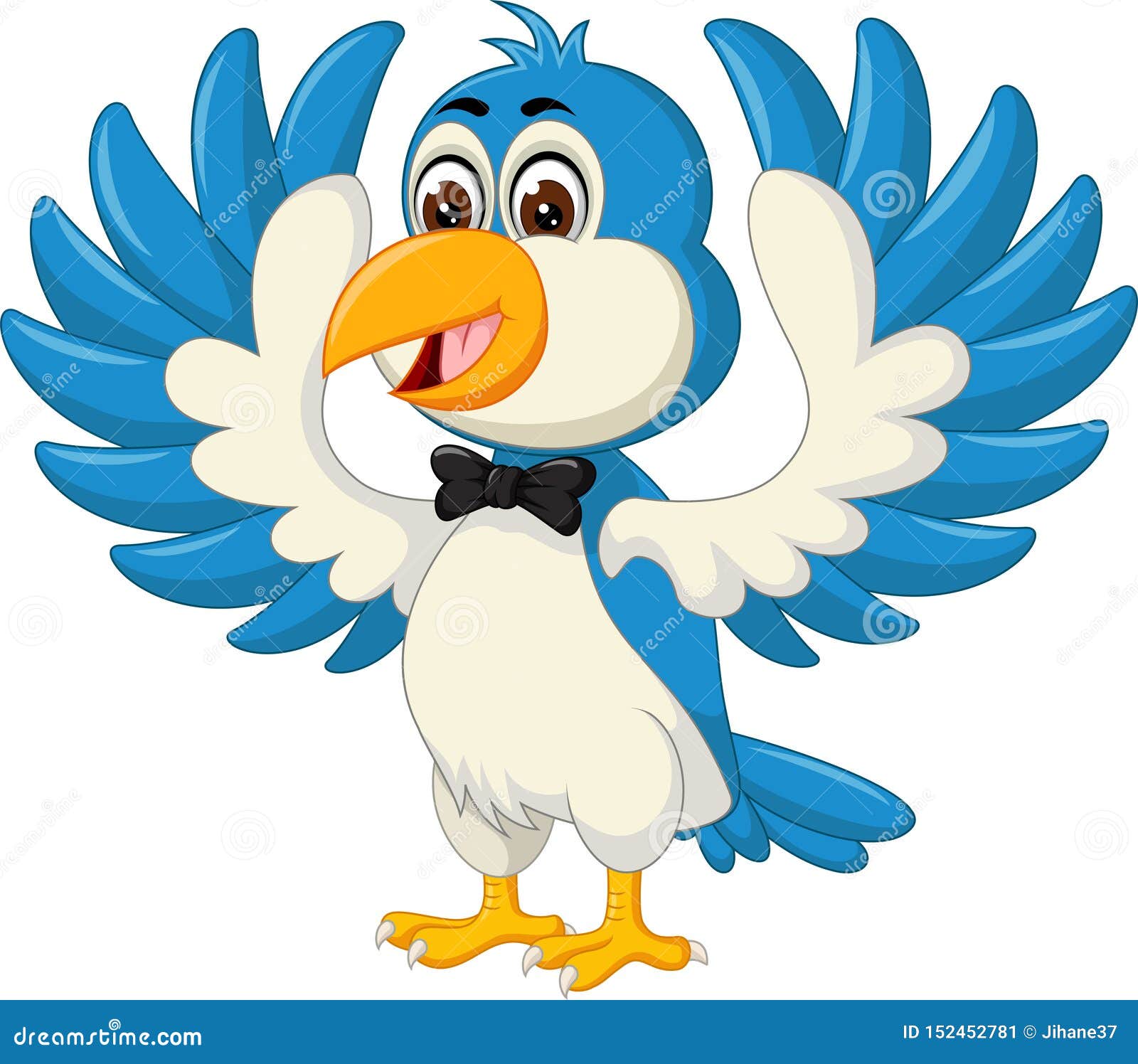 Funny Blue Bird Cartoon stock illustration. Illustration of blue ...
