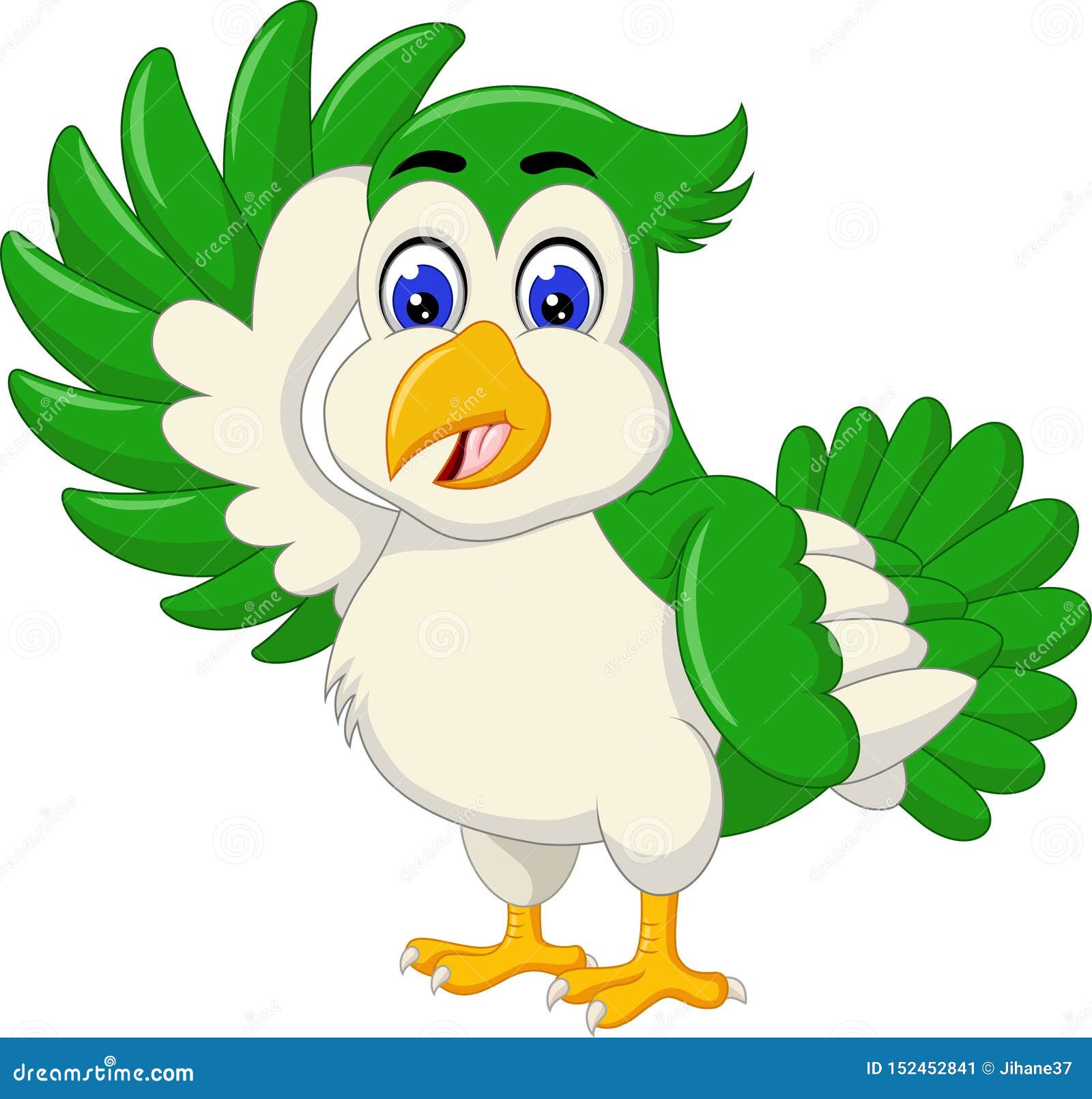 Funny Green Bird Cartoon stock illustration. Illustration of green ...